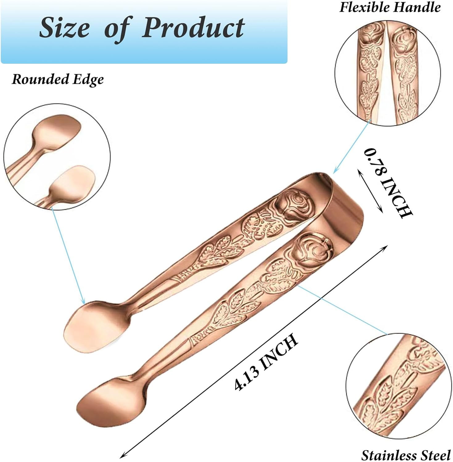 TRA-Mini Serving Tongs, 6PCS Small Rose Sugar Cube Tong, Small serving ...