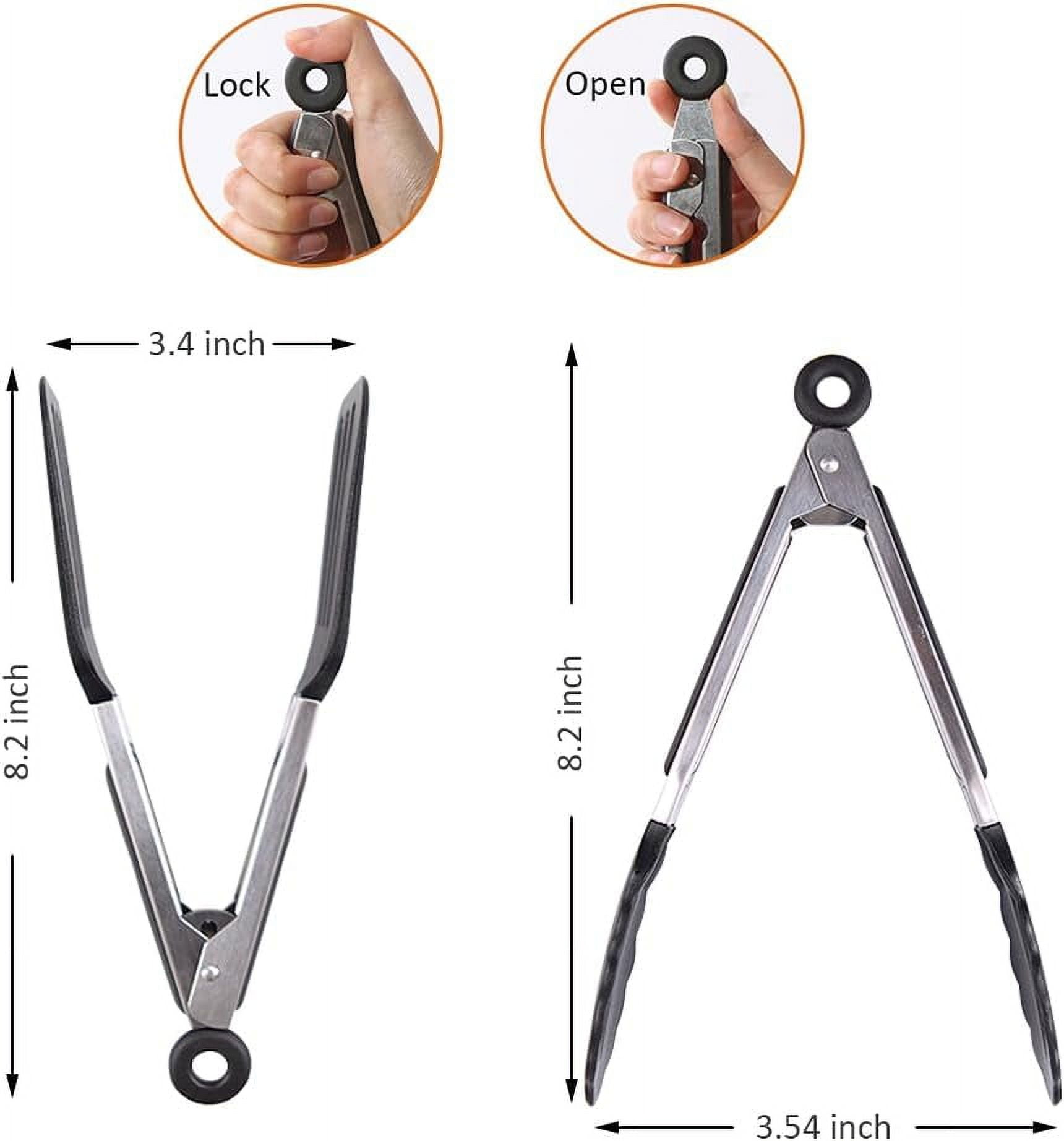 TRA-Mini Silicone Tongs Set of 2, Small Serving Tongs (7 inch) with ...