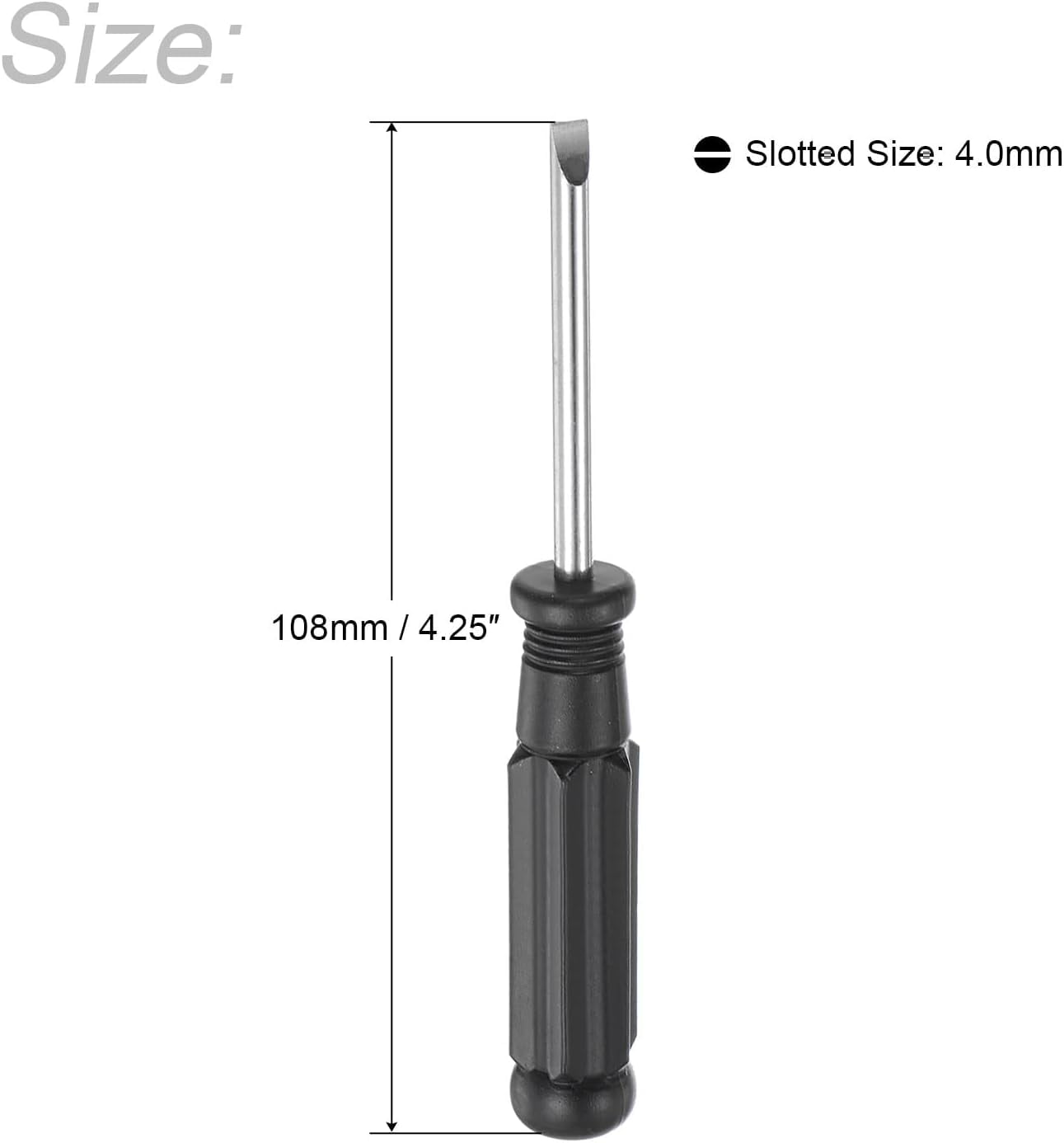 TRA-Mini Slotted Screwdriver, 4.0mm Flat Head with Black Handle for ...