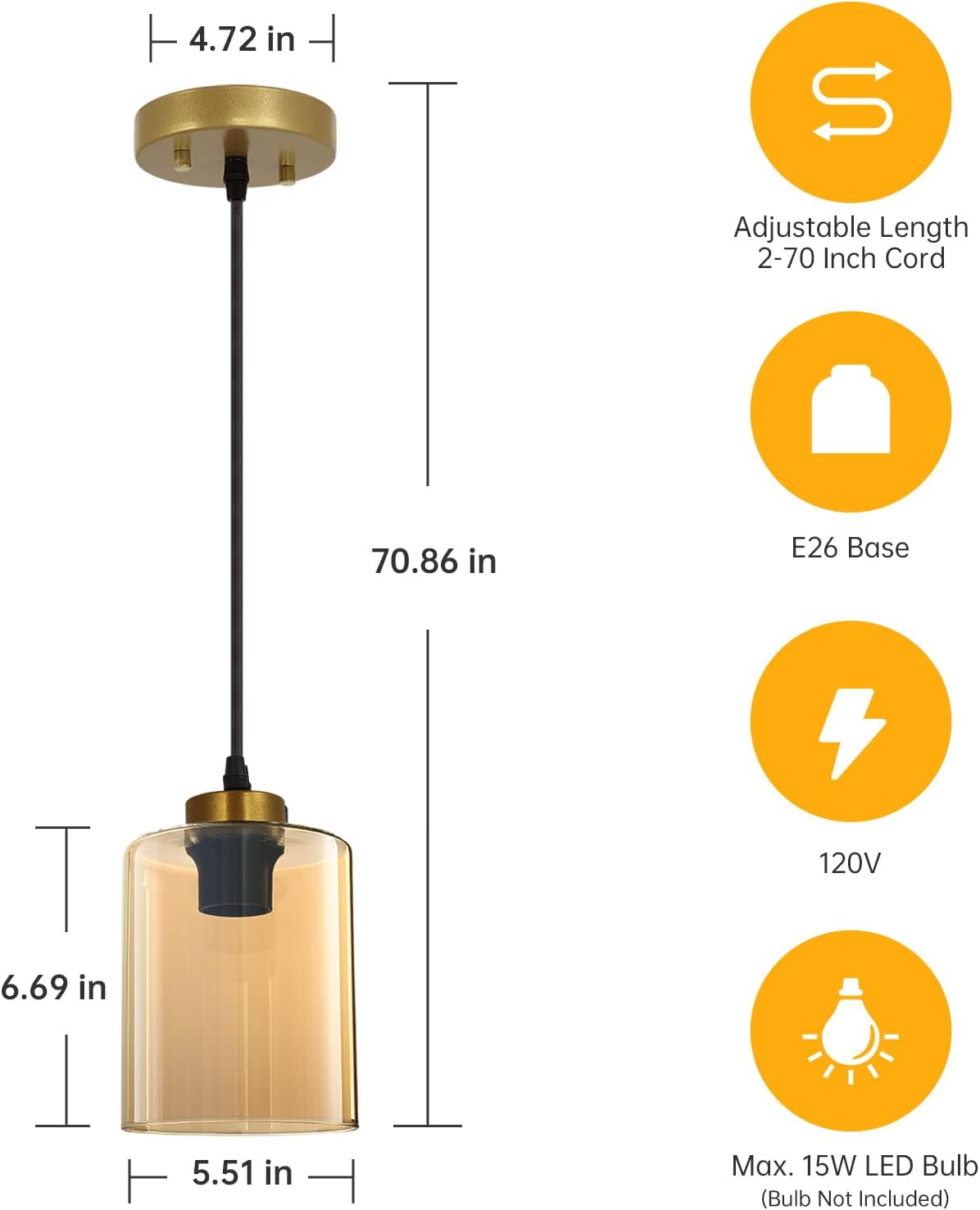 TRA-Modern Pendant Light Fixtures, Industrial Hanging Ceiling Lamp with ...