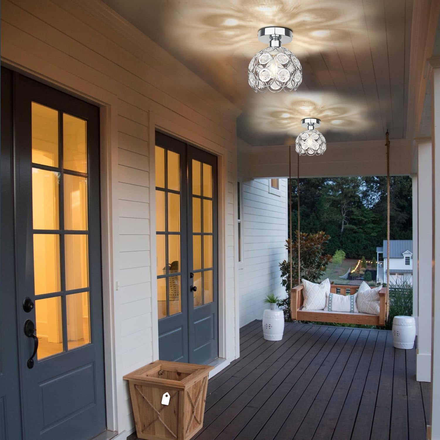 TRA-Modern Semi Flush Mount Ceiling Light Fixture, Mini Crystal ...