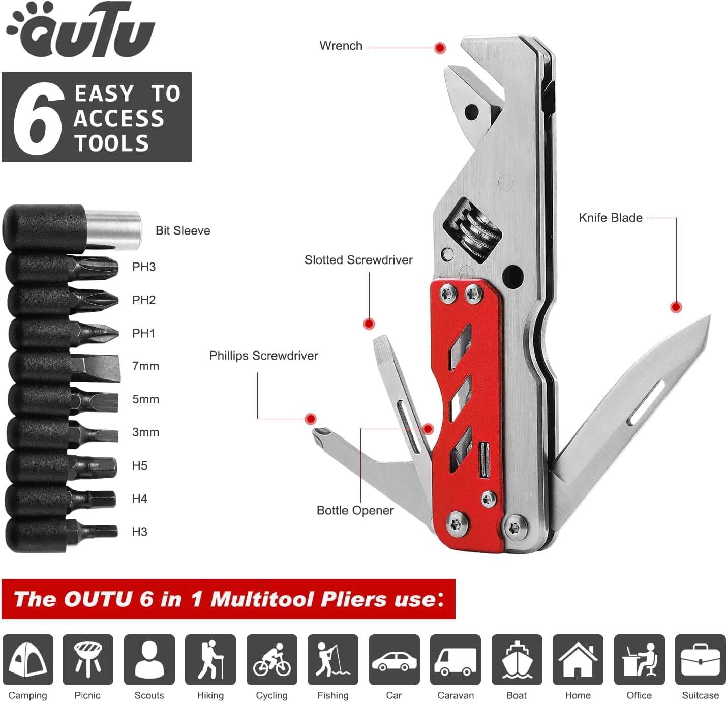 TRA-Multitool Wrench, with Adjustable Wrench/Flat Screwdriver/Phillips ...