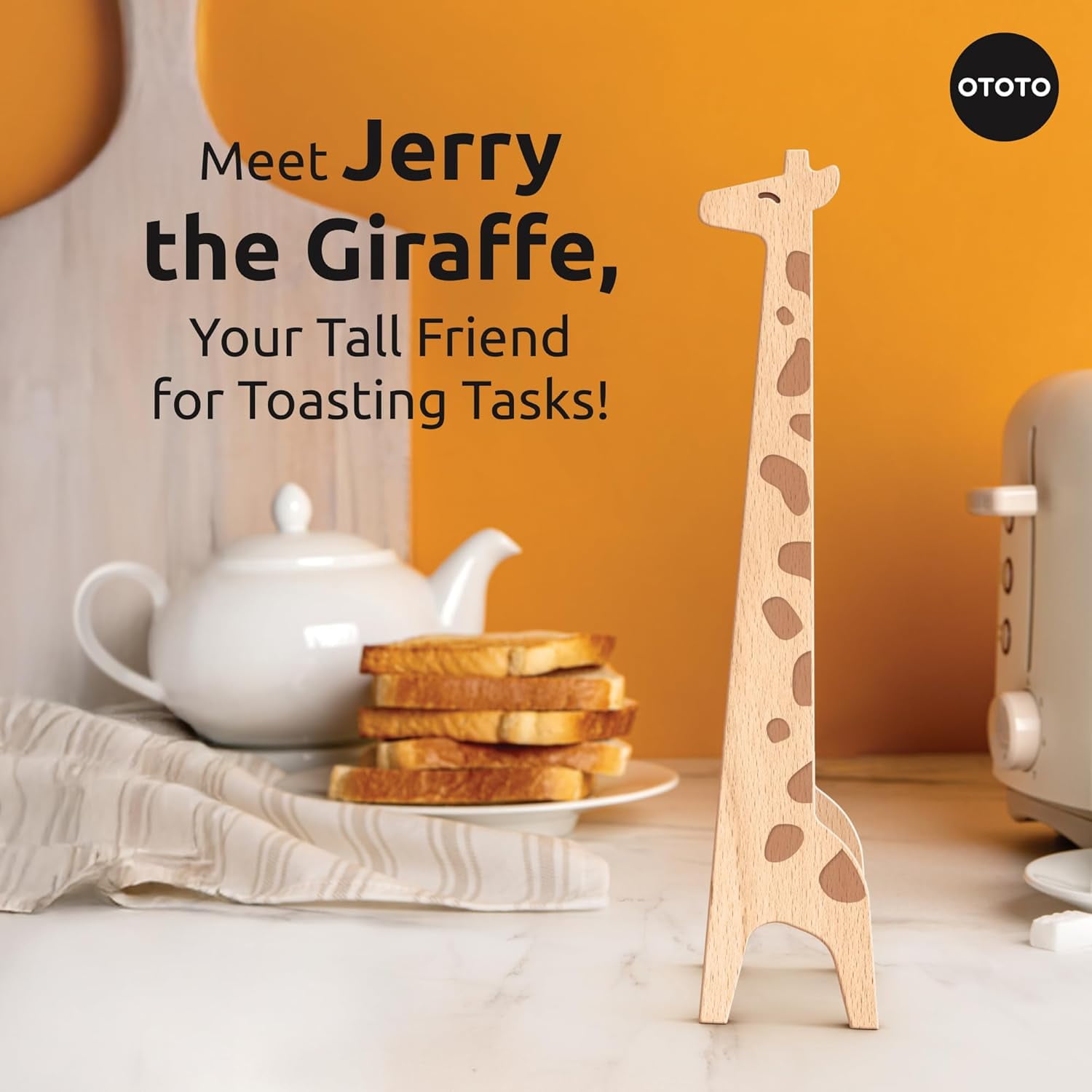 TRA-NEW Jerry the Giraffe Toaster Tongs - Multipurpose Wooden Tongs for ...