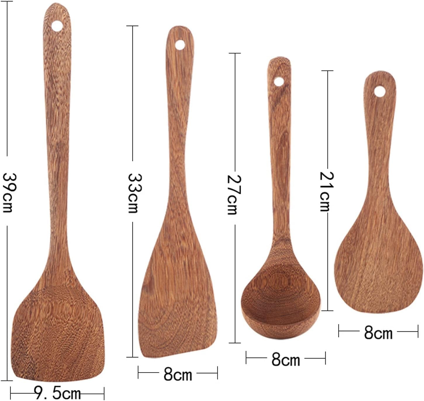 TRA-Natural Wood Spatula for Cooking, pot shovel, Non-Stick Spatula Set ...