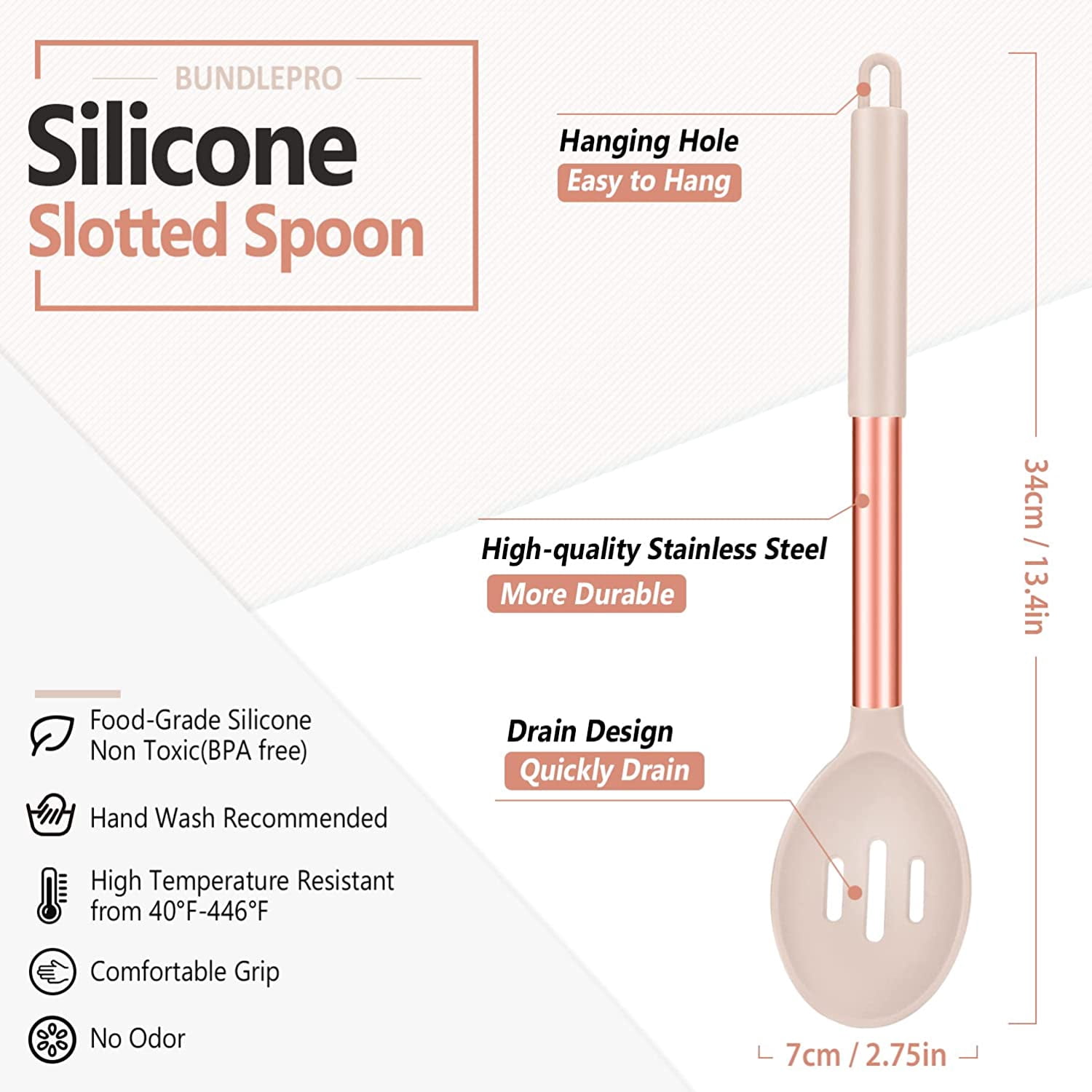 TRA-Pack of 2 Large Silicone Cooking Spoons,Non Stick Solid Basting ...