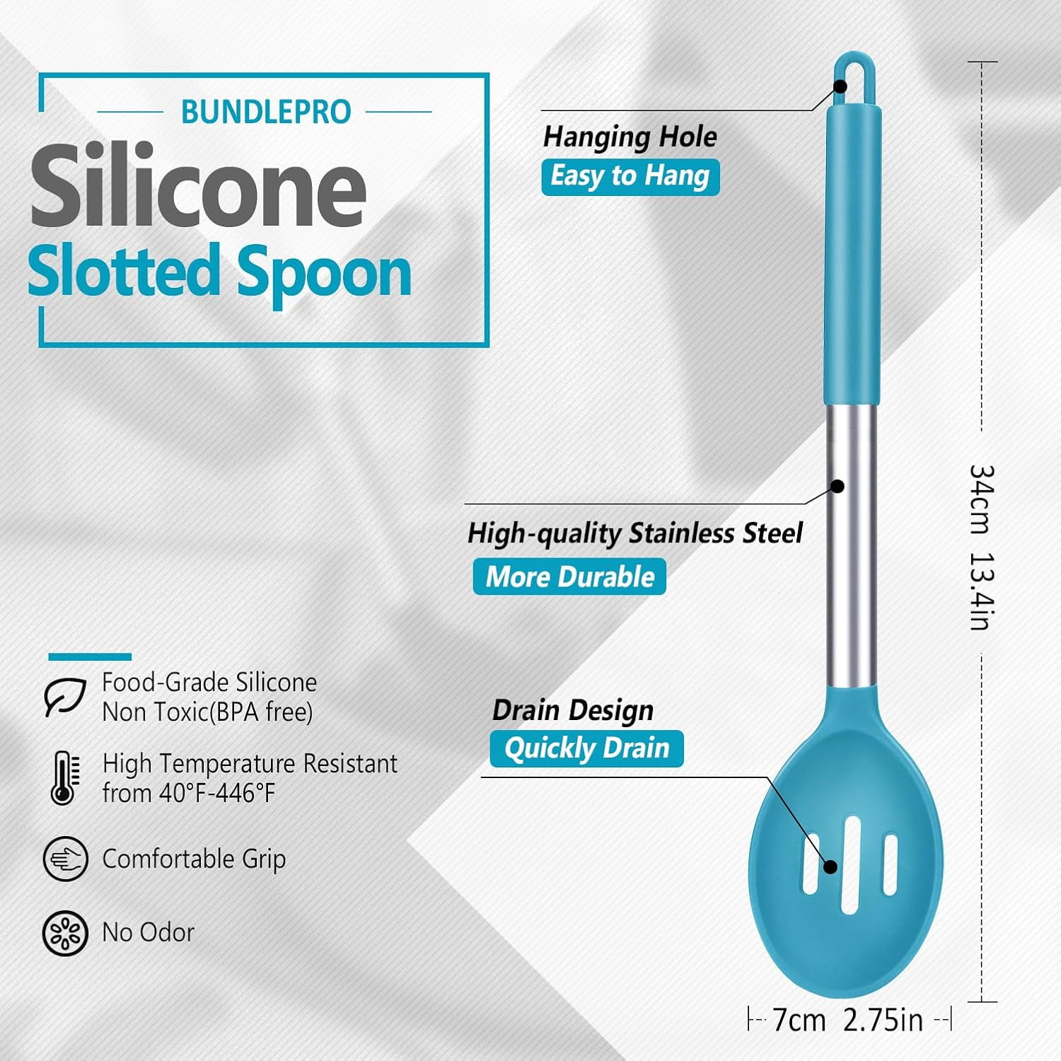 TRA-Pack of 2 Large Silicone Slotted Spoon Kitchen Skimmer with High ...