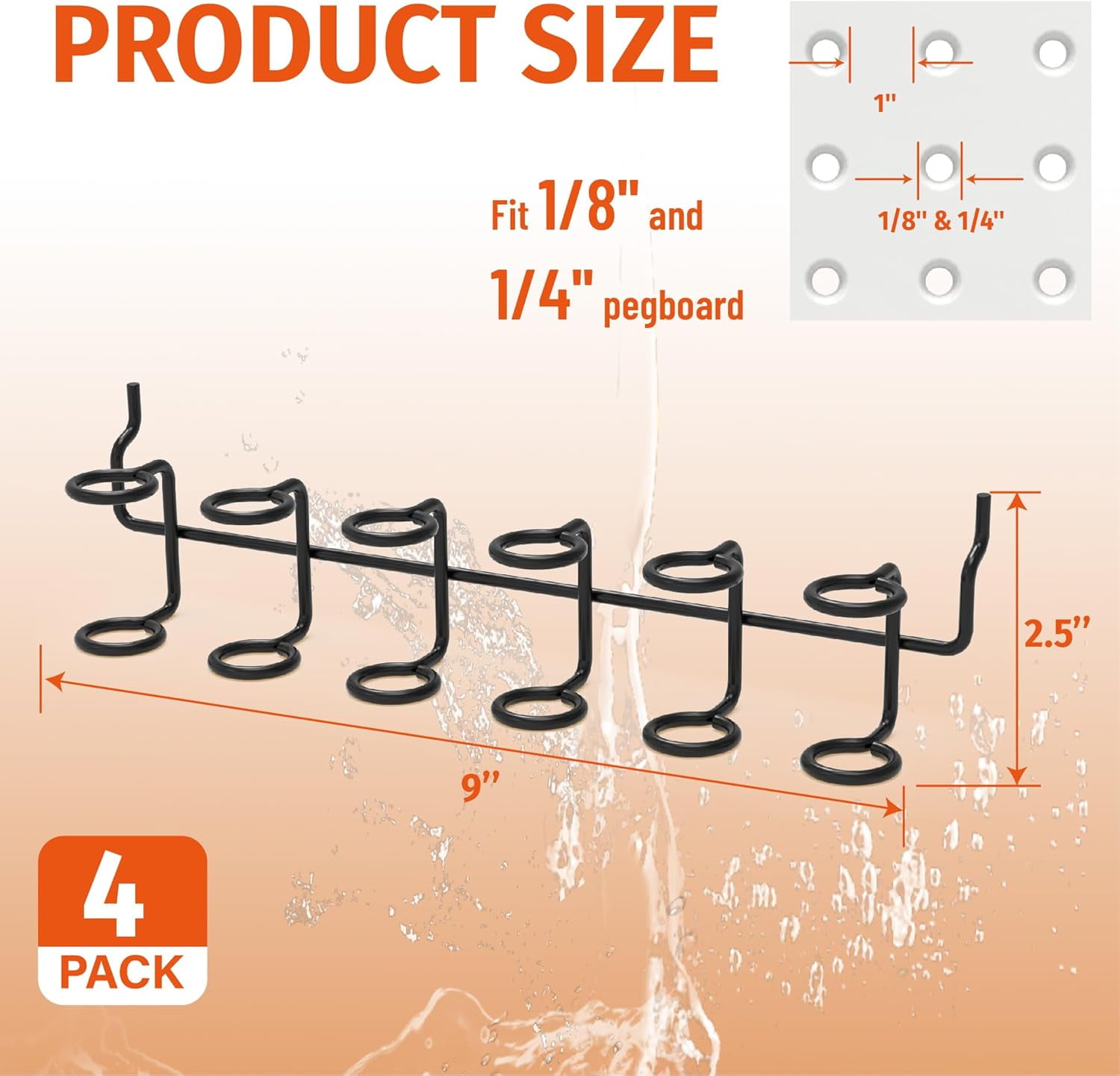 TRA-Pegboard Screwdriver Holder 4pc, Black Heavy Duty Peg Board Tool ...