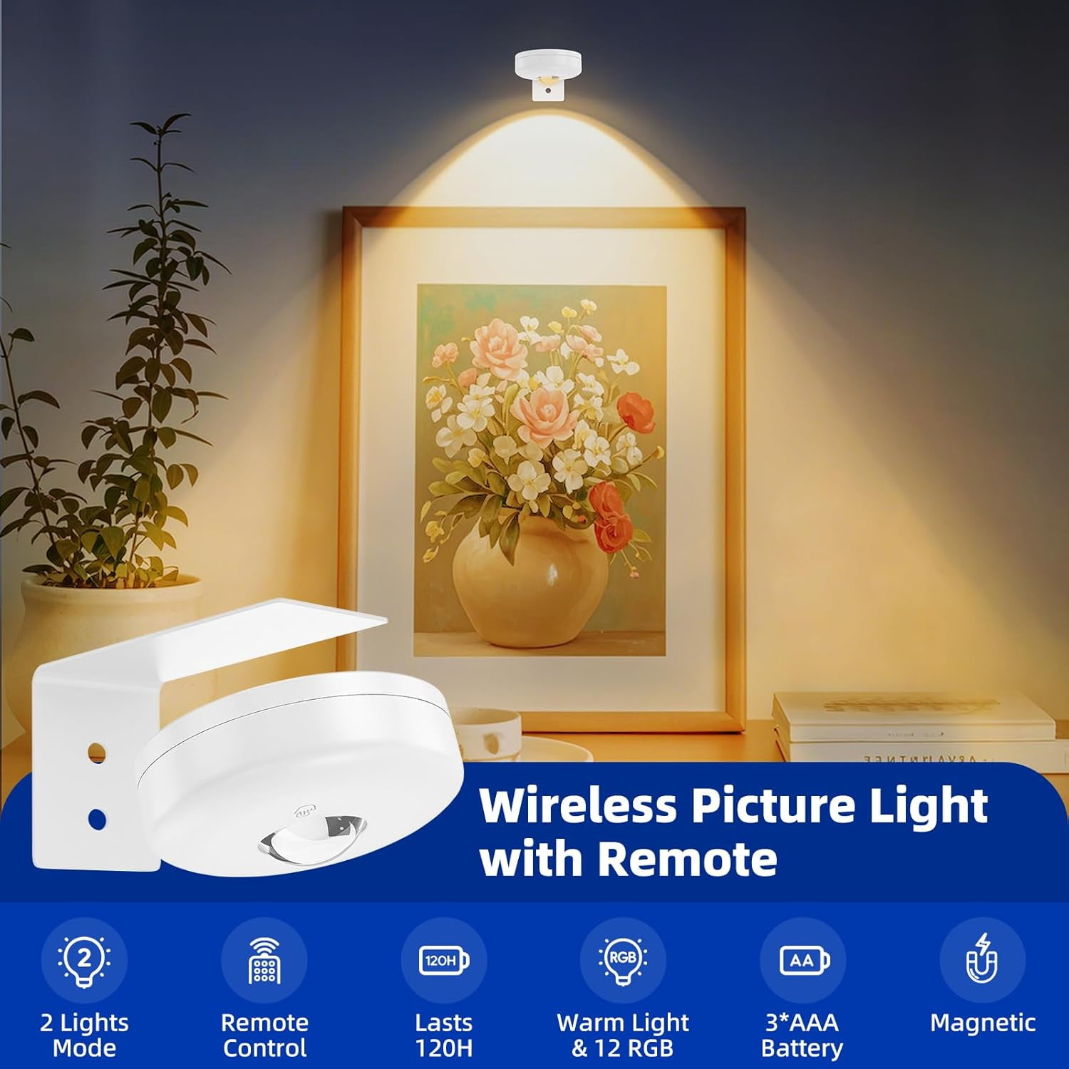 TRA-Picture Lights, Battery Operated Wall Light, Puck Lights with ...