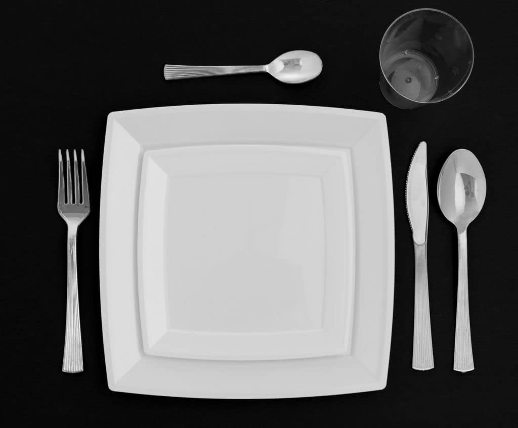 TRA-Plastic Silverware Set - Plastic Cutlery - [100 Count] Elegant ...