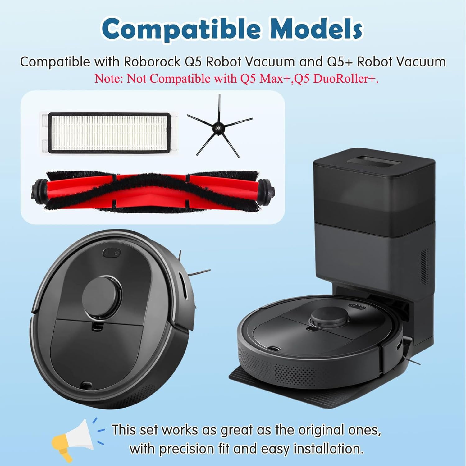TRA-Q5 Replacement Accessories Kit Compatible with Roborock Q5 / Q5 ...