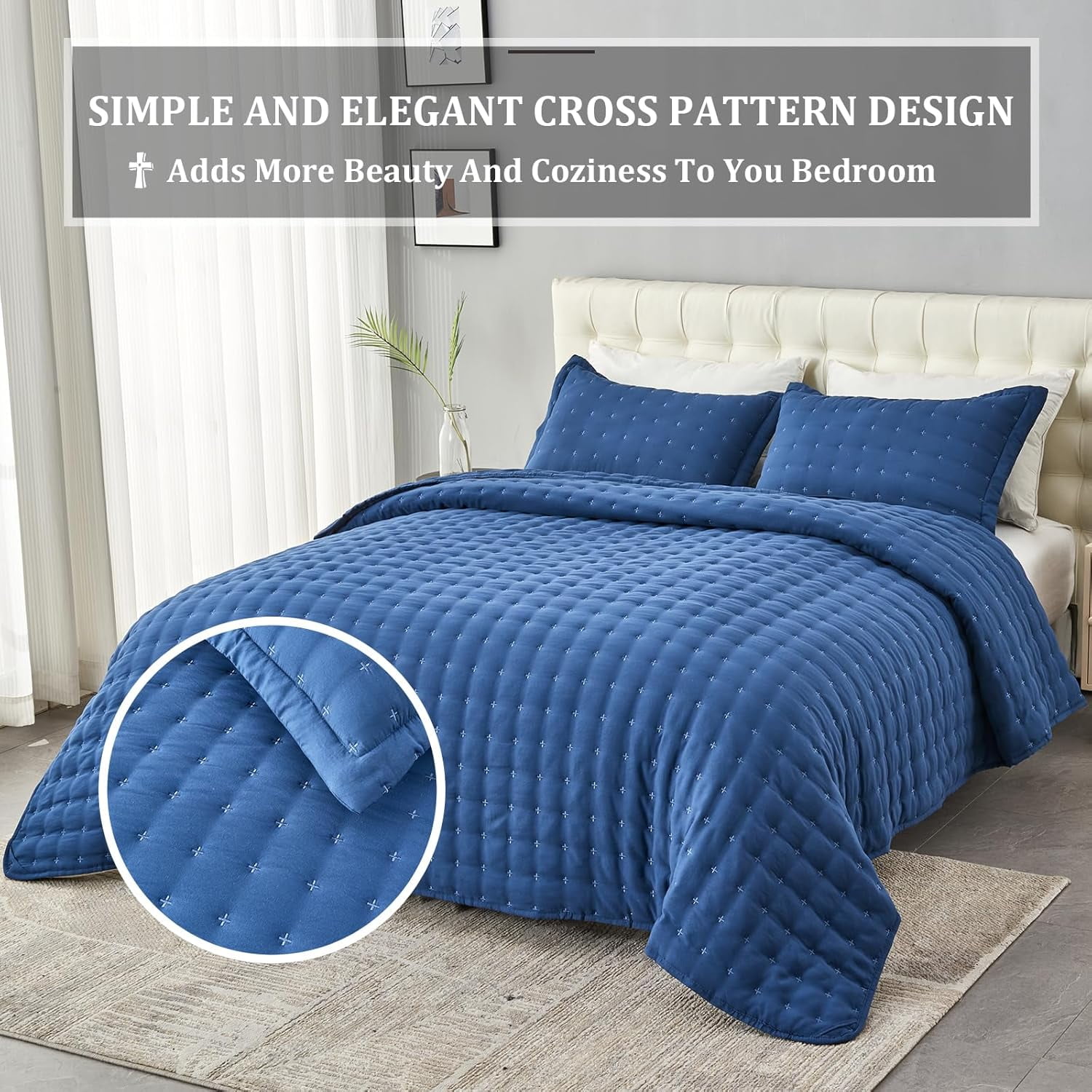 TRA-Quilt Queen Size Bedding Sets with Pillow Shams, Lightweight Soft ...