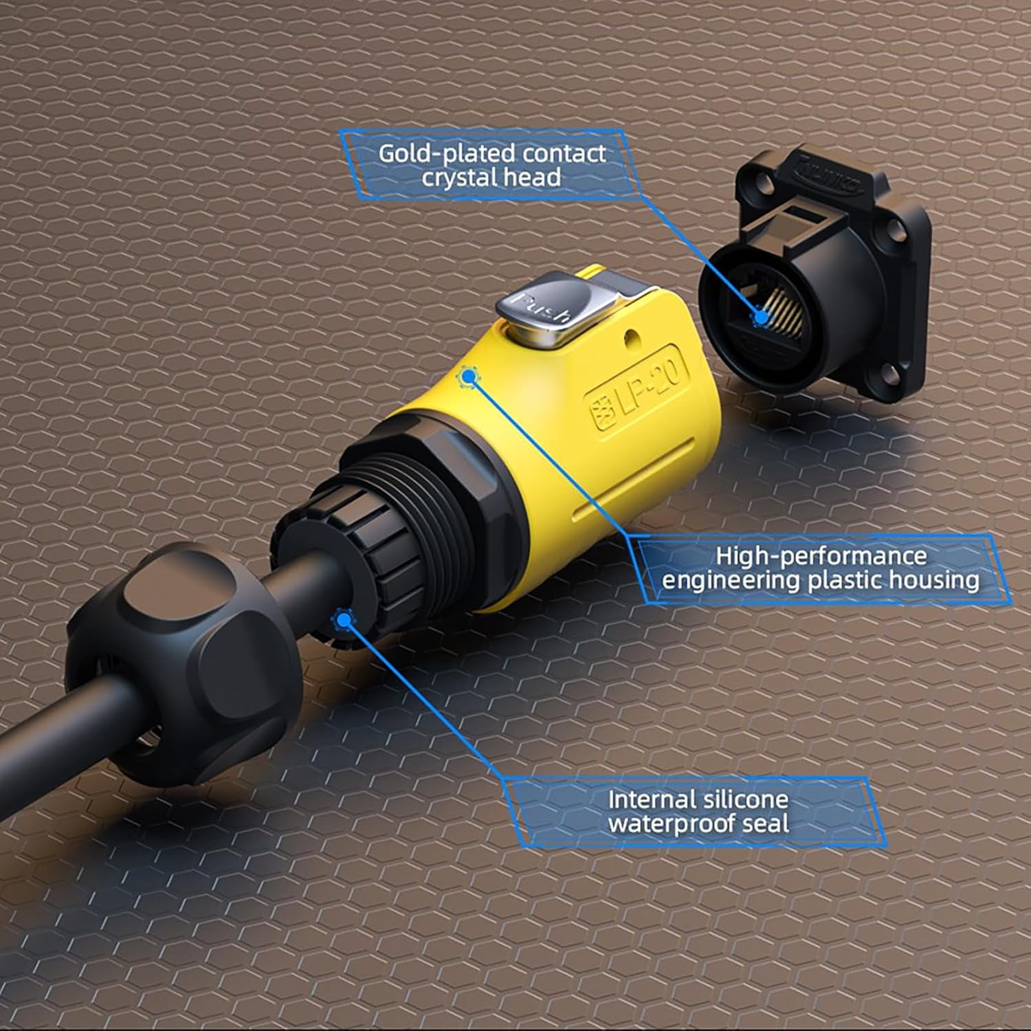 TRA-RJ45 Waterproof Connector, Cat6 RJ45 Ethernet Industrial Waterproof ...