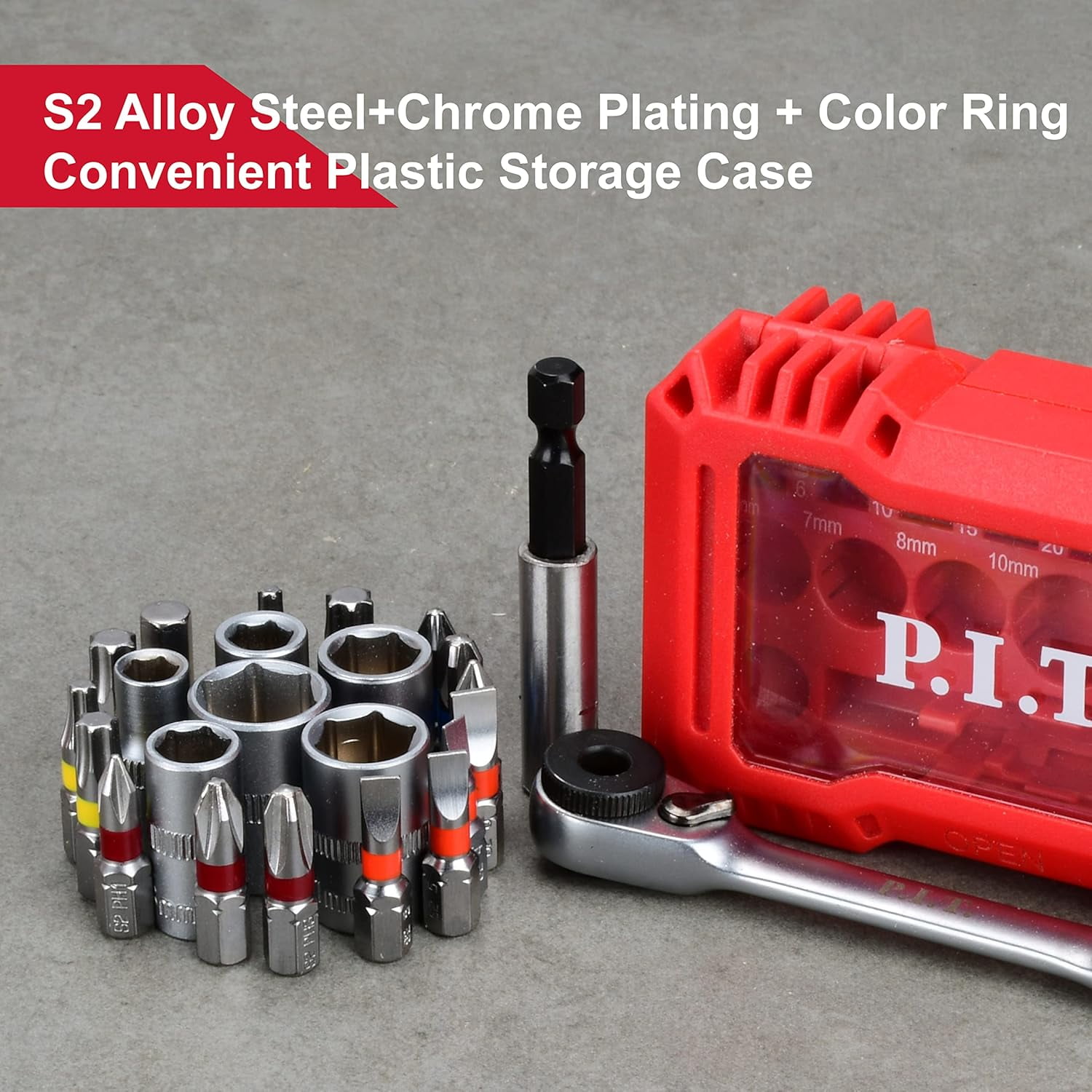 TRA-Ratcheting Screwdriver Bit Set with Socket Set, 1/4 Hex Screwdriver ...