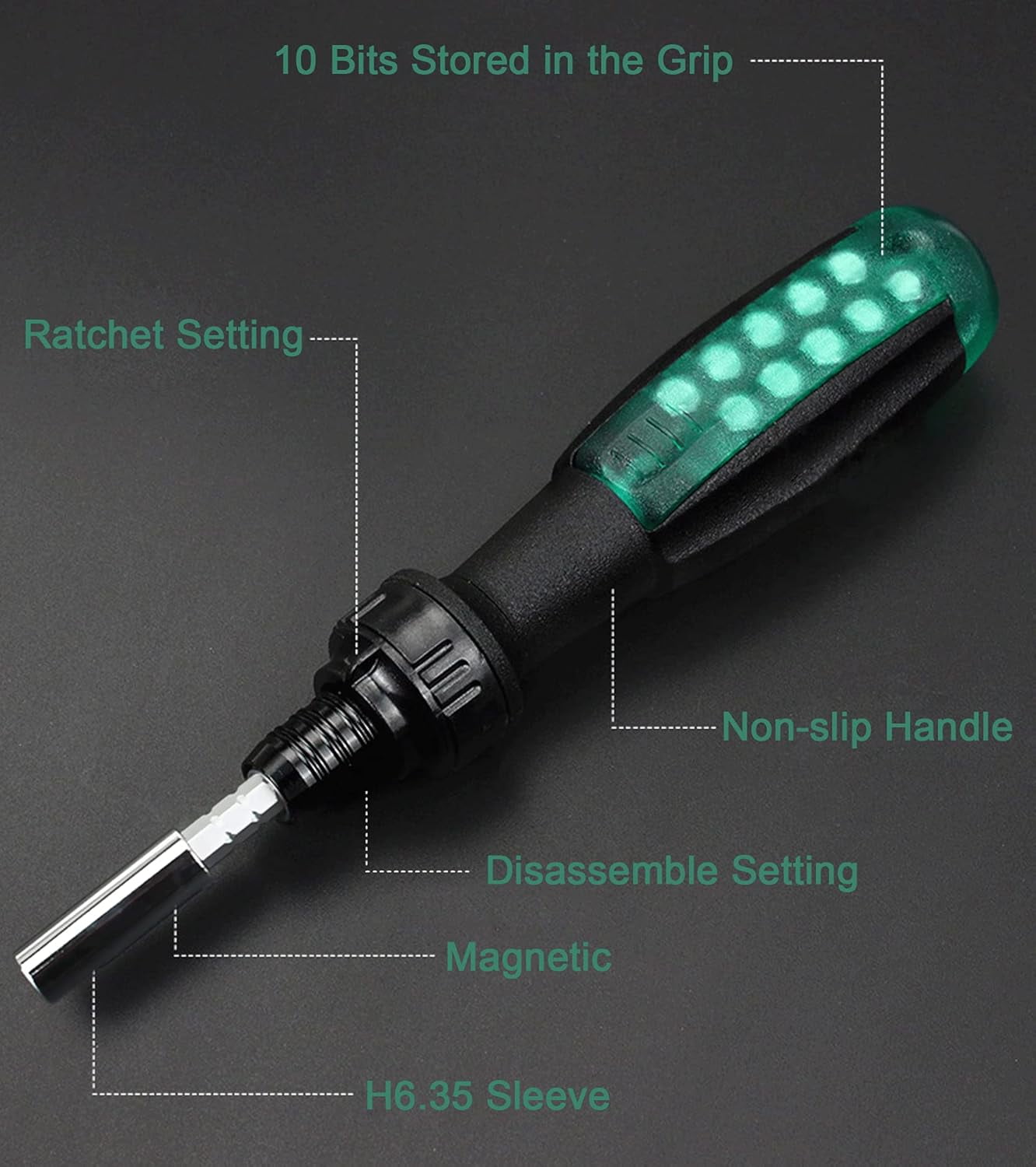 TRA-Ratcheting Screwdriver with Magnetic Bit Ratchet, Multi Bit Set, 11 ...