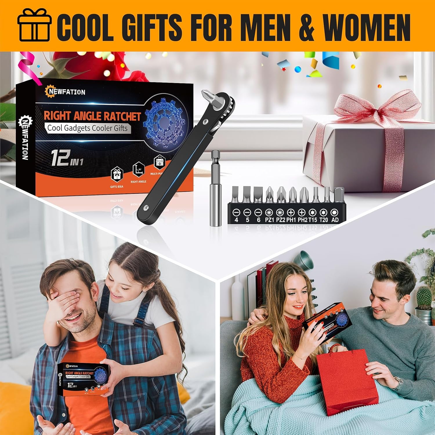 TRA-Ratcheting Screwdriver Men Gifts-Right Angle Screwdriver 90 Degree ...