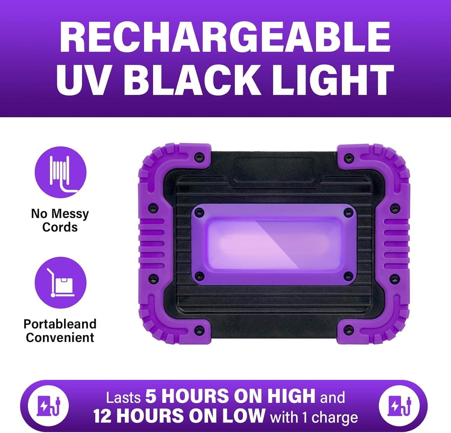 TRA-Rechargeable Black Light, Battery Powered Blacklight, Cordless ...