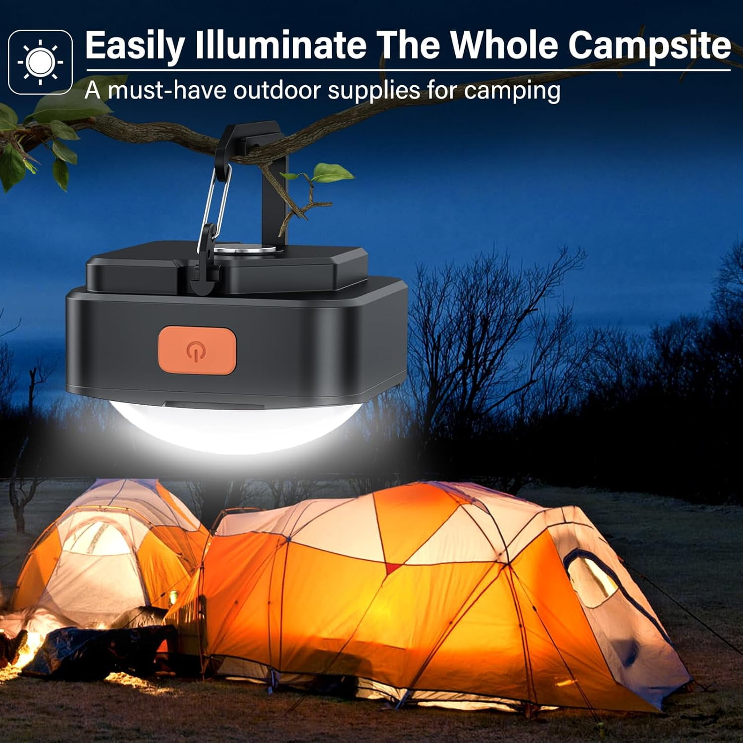TRA-Rechargeable Camping Lights 3Pcs Black Tent Lights Mini Flashlight ...