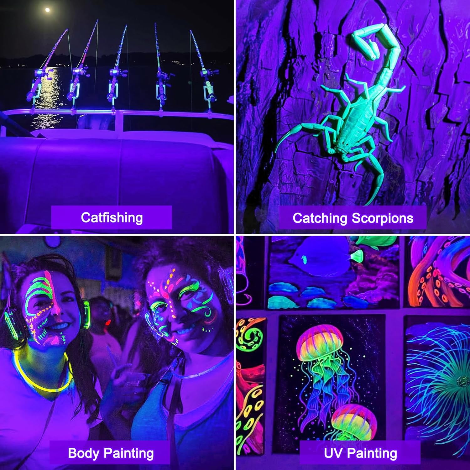 TRA-Rechargeable LED Black Lights, Battery Powered Blacklight ...