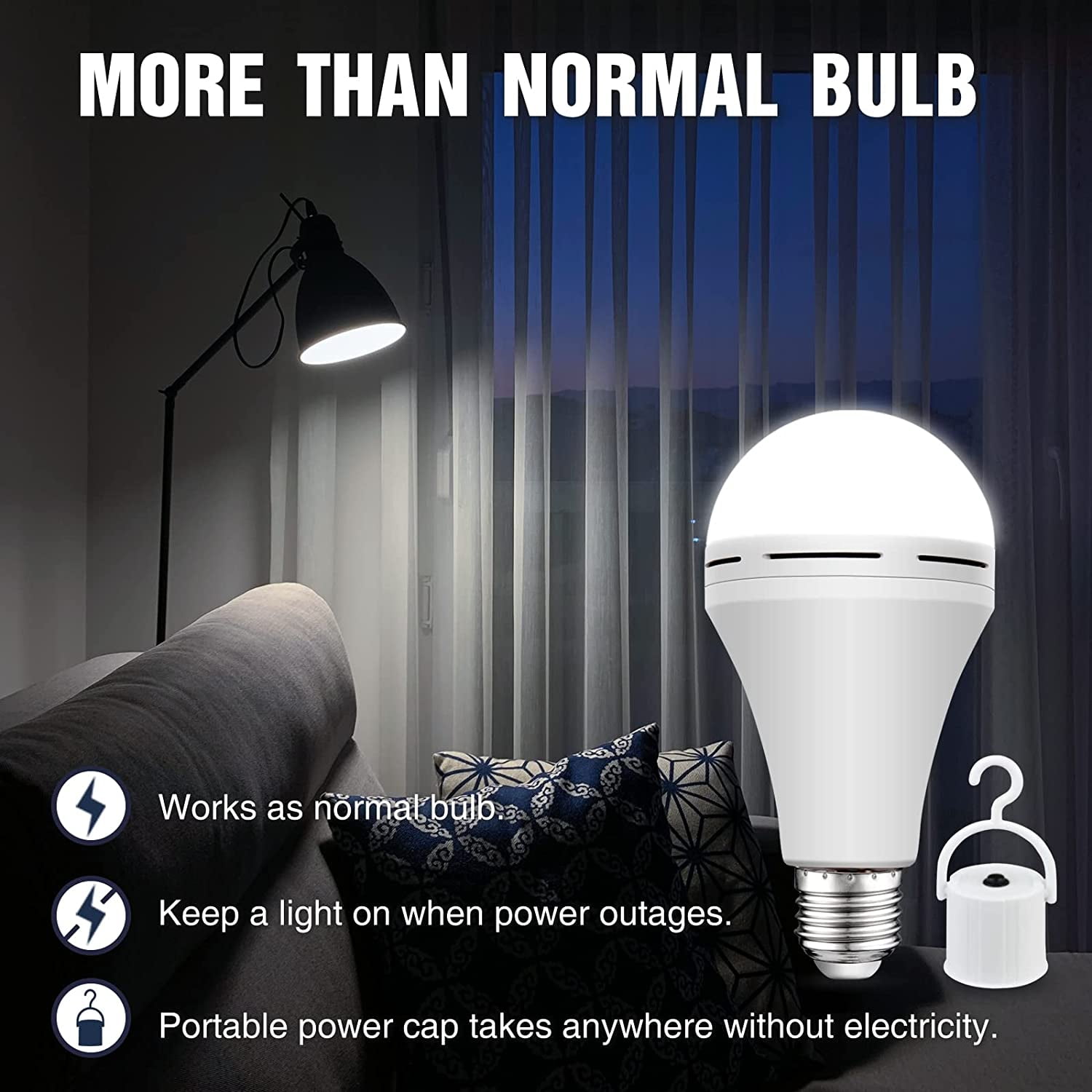 TRA-Rechargeable Light Bulbs Battery Operated Powered Backup Light Bulb ...