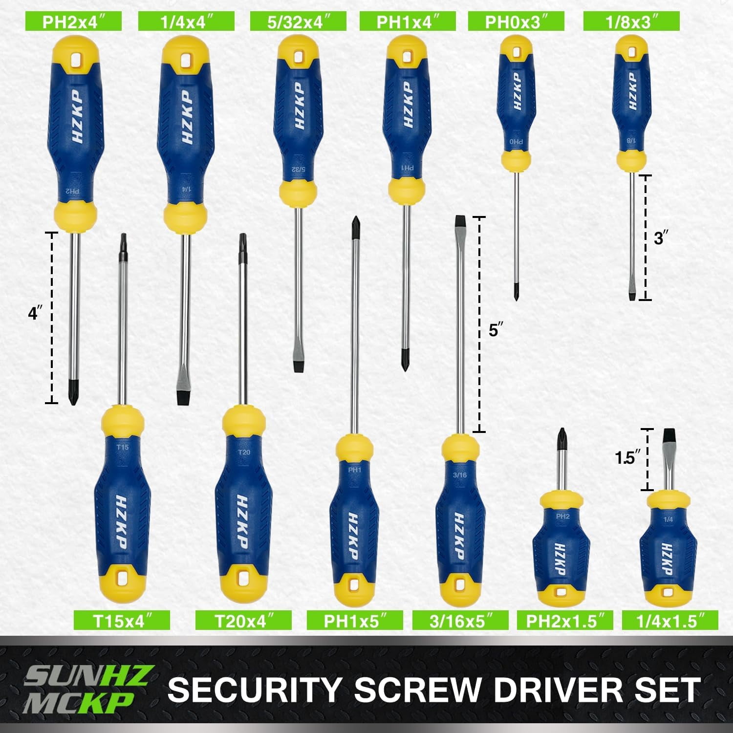 TRA-SUNHZMCKP 13 Piece Magnetic Screwdriver Set, 5 Phillips & 5 Slotted ...