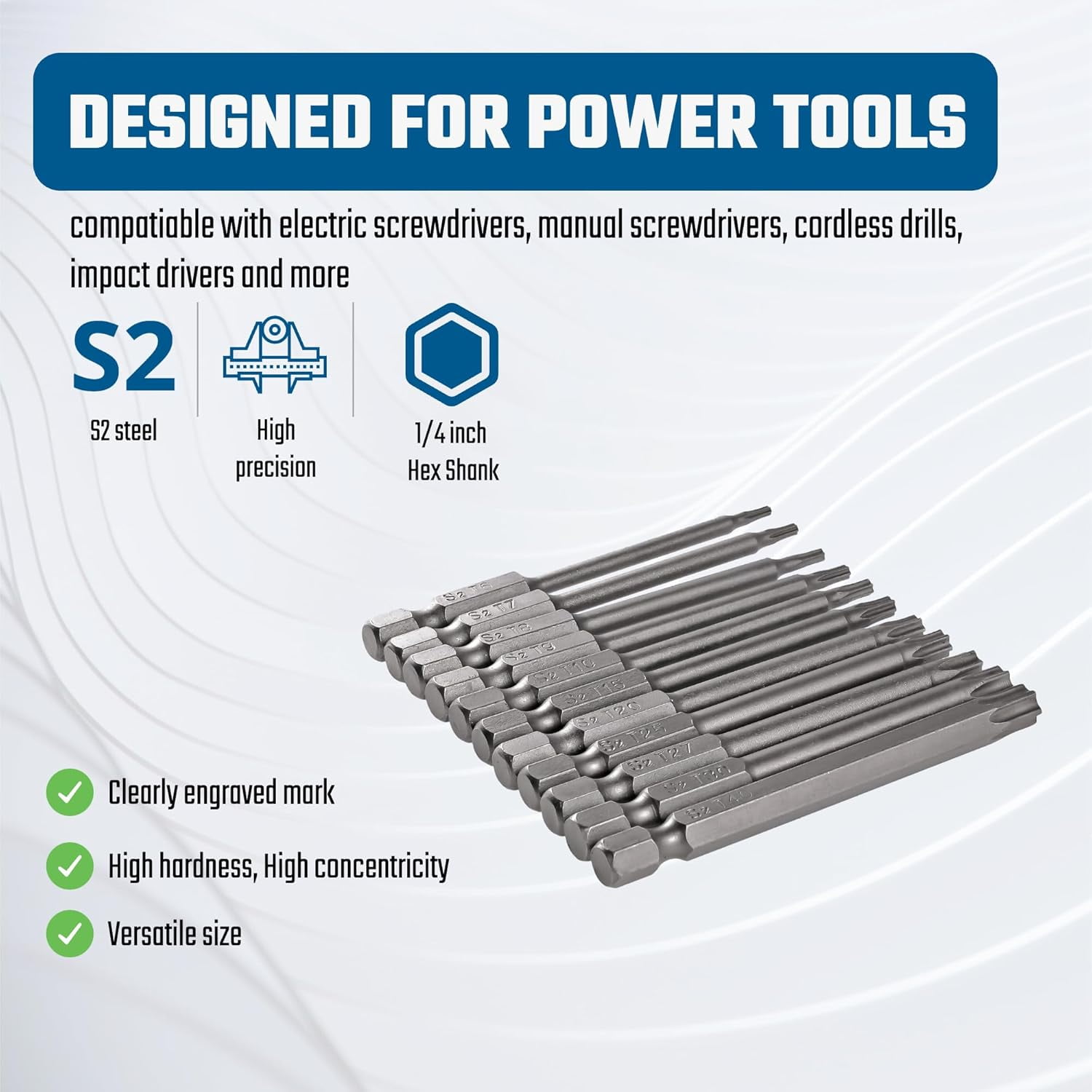 TRA-Security Torx Bit Set, Tamper Proof Star Bit Set, T6-T40, 11PCS 1/4 ...