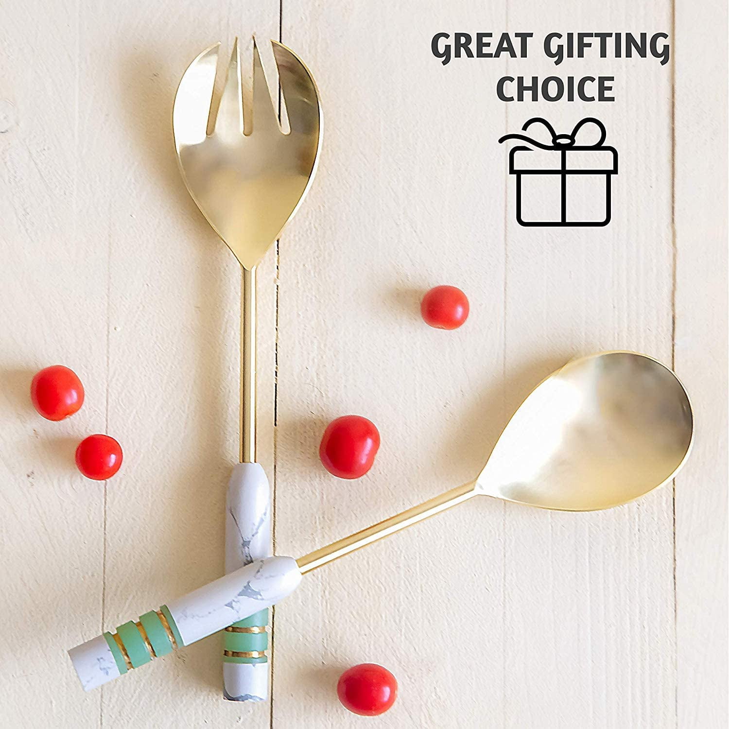 TRA-Serving Spoons or Salad Servers for Modern Kitchen, Stainless Steel ...