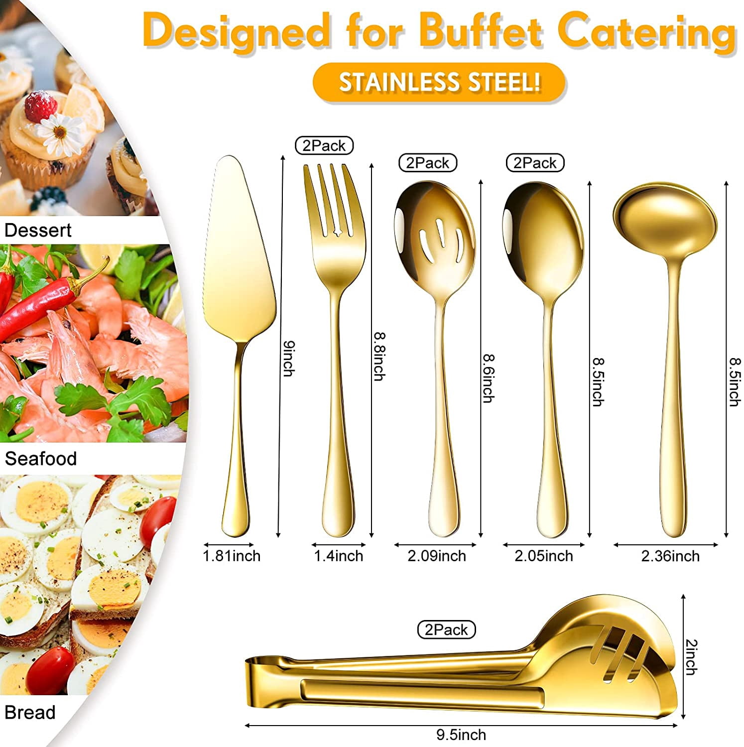 TRA-Serving Utensils Set Include Large Spoons Slotted Spoons Forks ...
