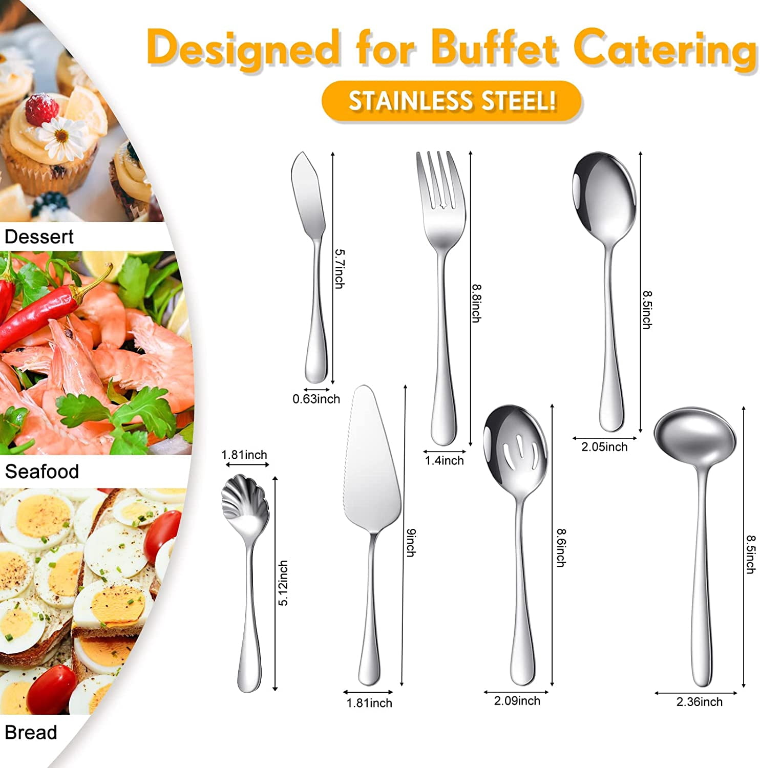 TRA-Serving Utensils Set Include Large Spoons Slotted Spoons Forks ...