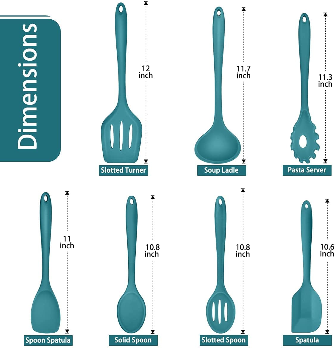 TRA-Silicone Cooking Utensils Set of 7, Heat-proof Kitchen Utensils Set ...