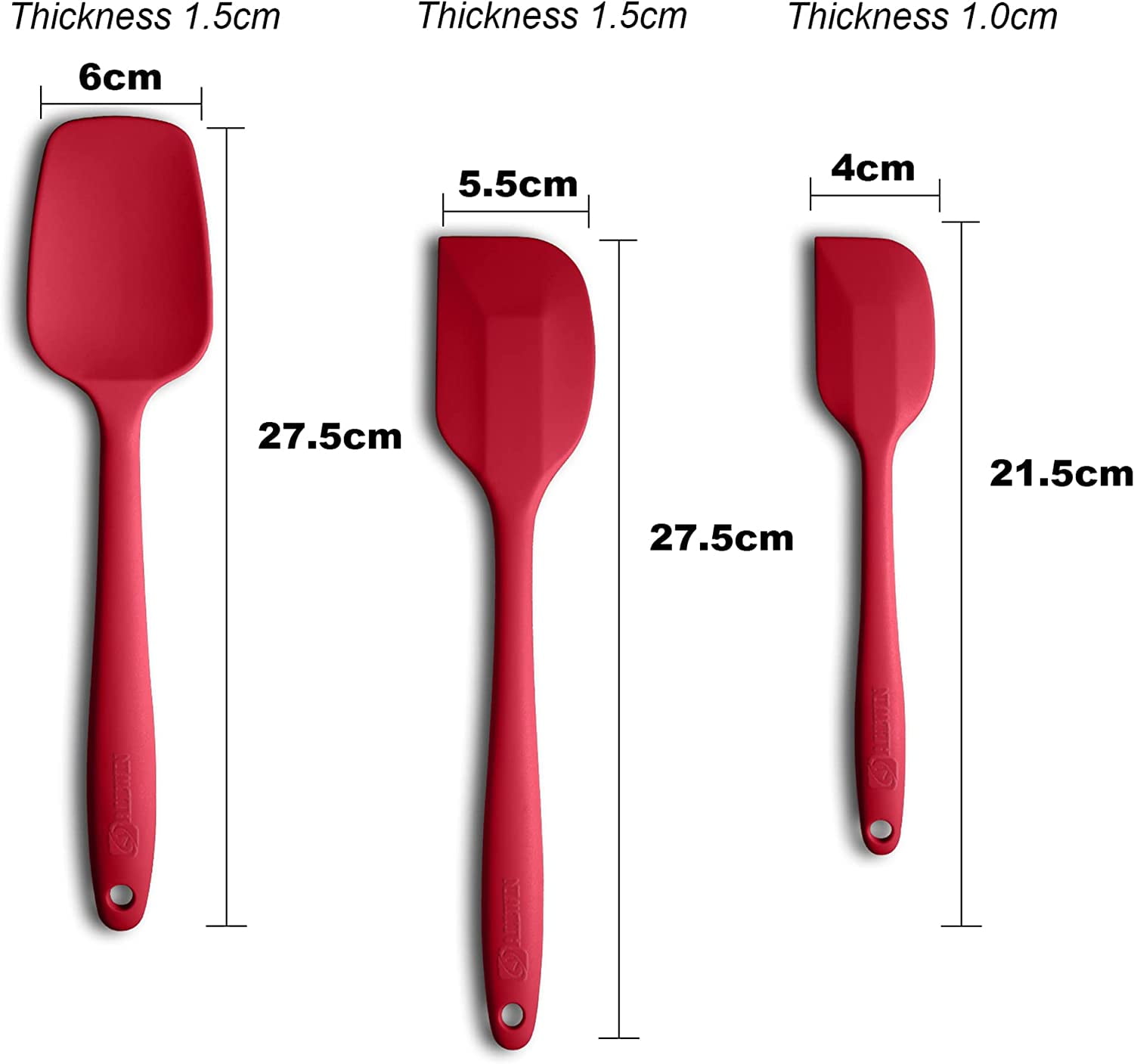 TRA-Silicone Spatula 3-piece Set, Ergonomic Handle High Heat-Resistant ...