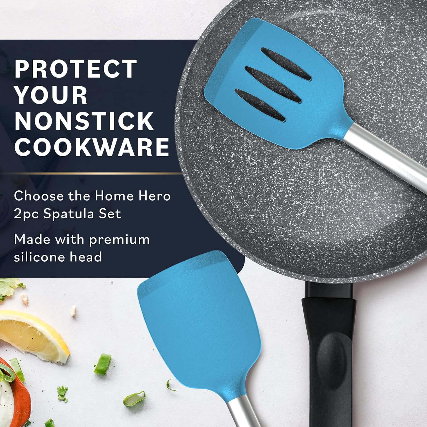 TRA-Silicone Spatula Set with Ergonomic Handles - Stainless Steel High ...