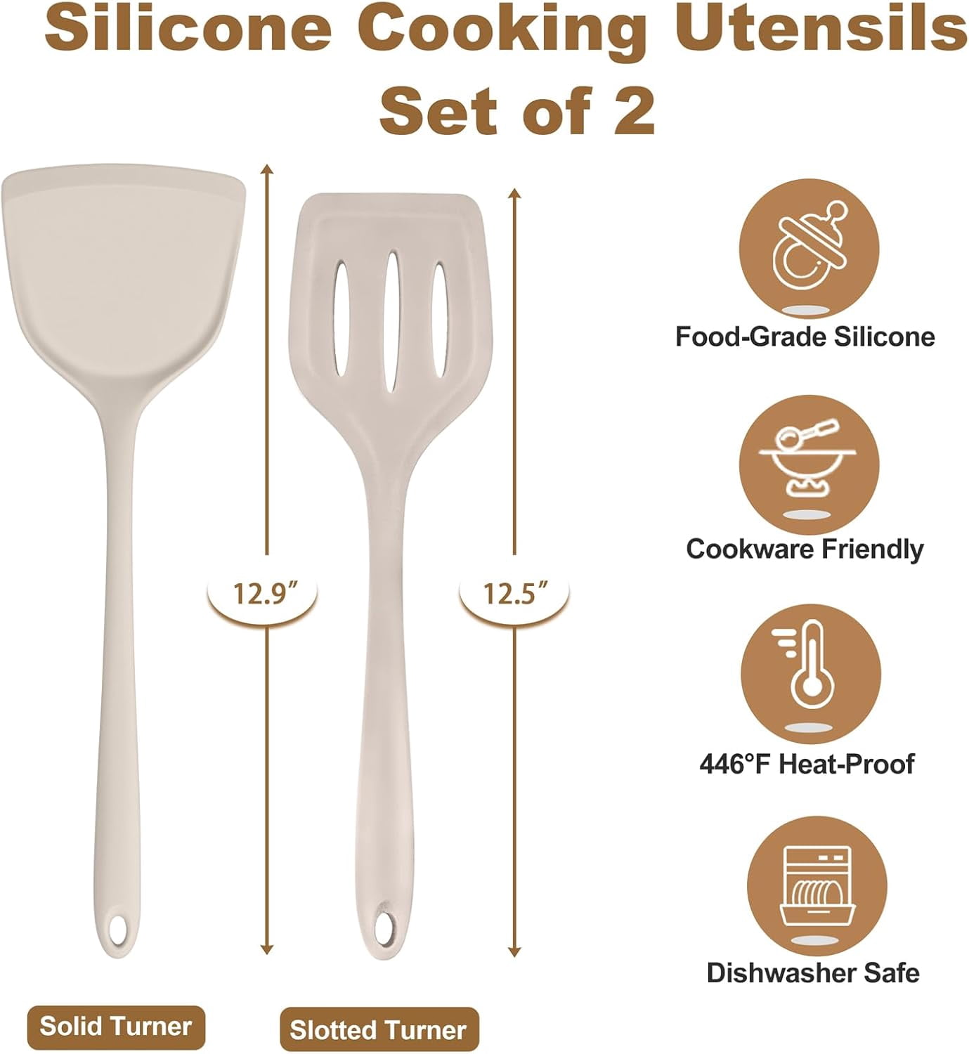 TRA-Silicone Spatulas, Solid & Slotted Cooking Turner for Non-stick ...