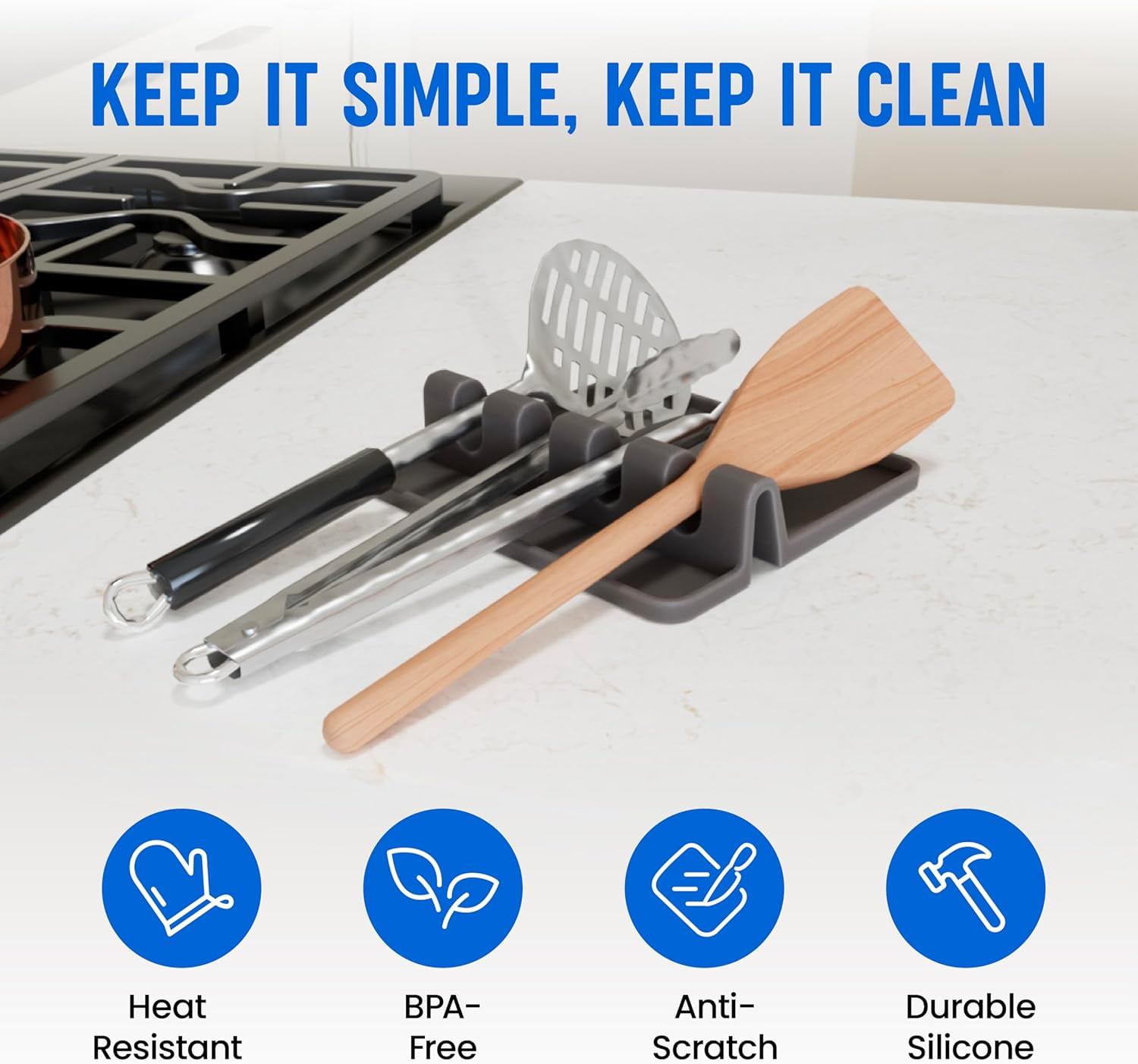 TRA-Silicone Spoon Rest for Stove Top with Drip Pad (2 Pack) - Heat ...