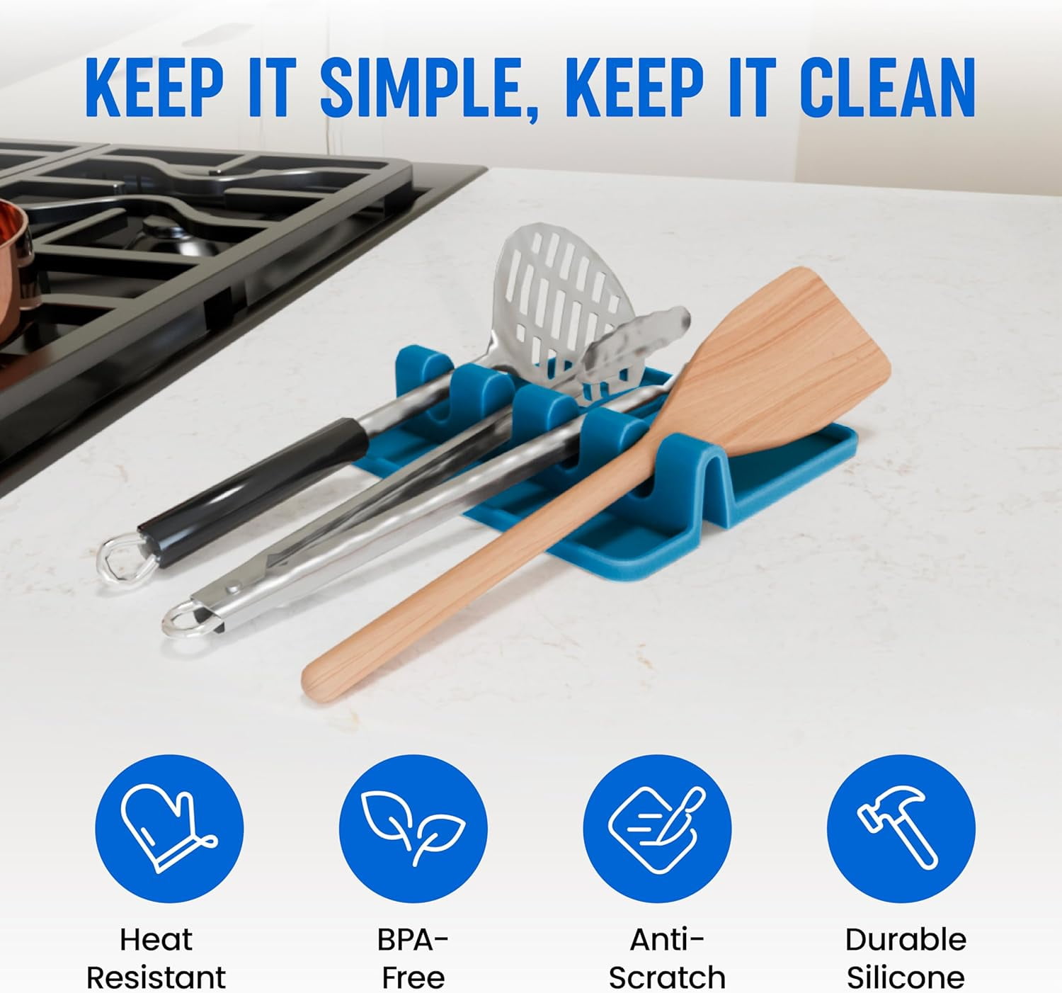 TRA-Silicone Spoon Rest for Stove Top with Drip Pad (Two Pack) - Heat ...