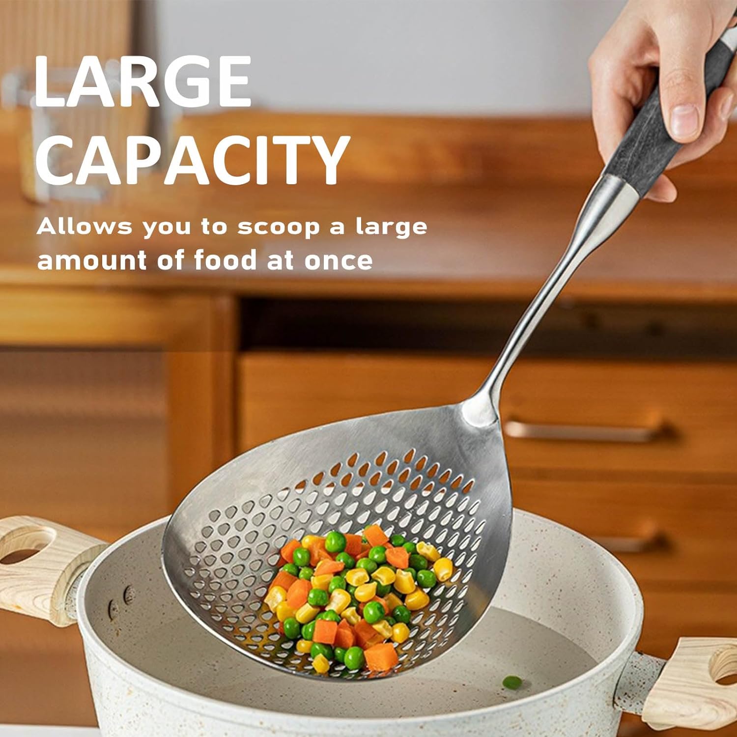 TRA-Skimmer Slotted Spoon, 16.8 Inch 304 Stainless Steel Skimmer Ladle ...