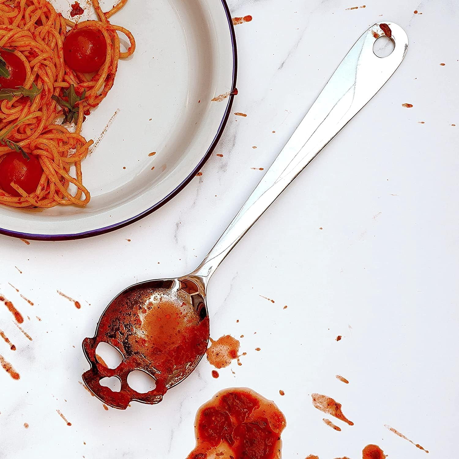 TRA-Skull Serving Spoon | Gothic Home Decor | Stainless Steel Slotted ...