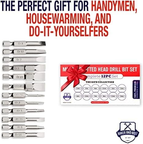 TRA-Slotted Screwdriver Bit Set (PREMIUM 12pc Complete Metric Set) w ...