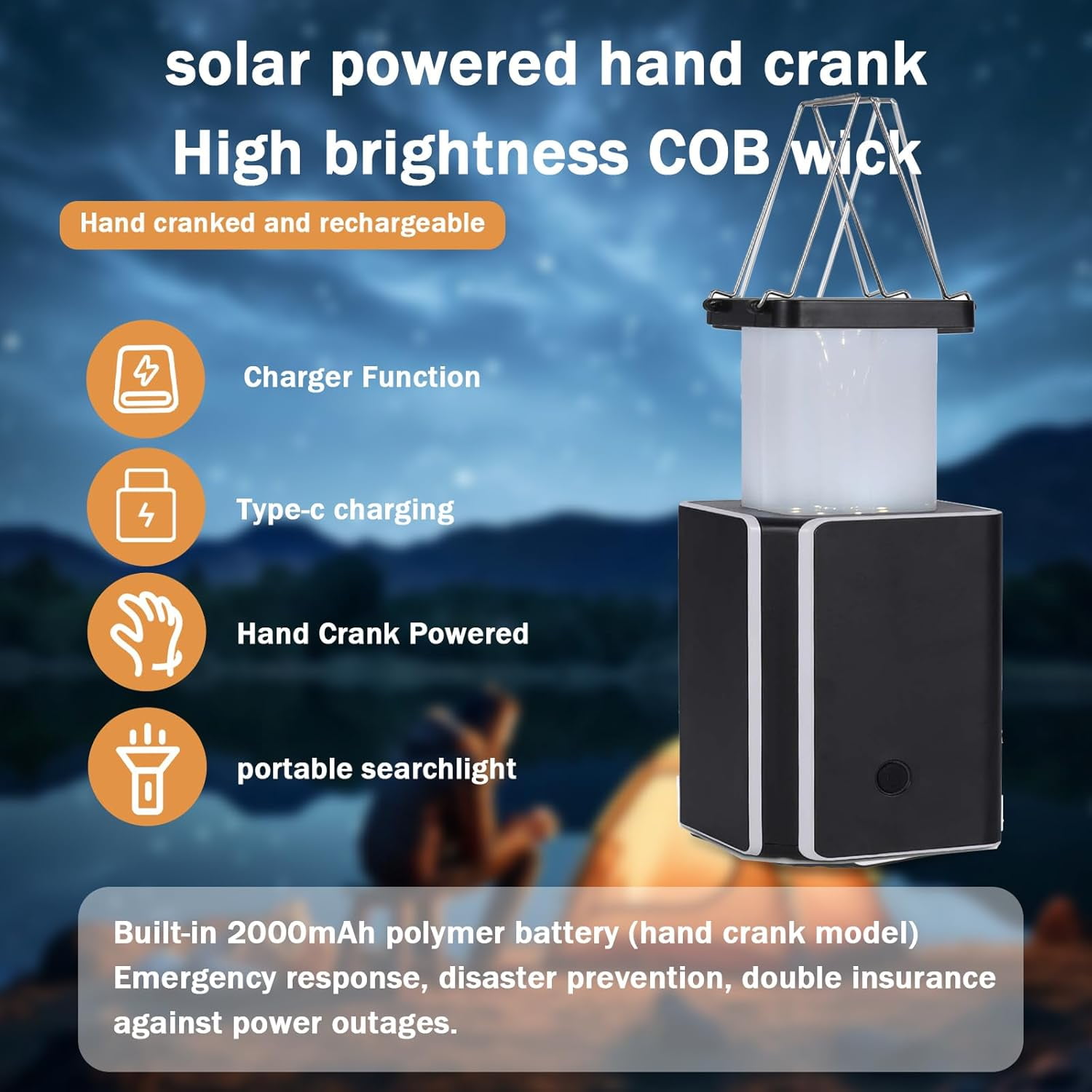 TRA-Solar LED Rechargeable Emergency Camping Lantern,White Solar ...