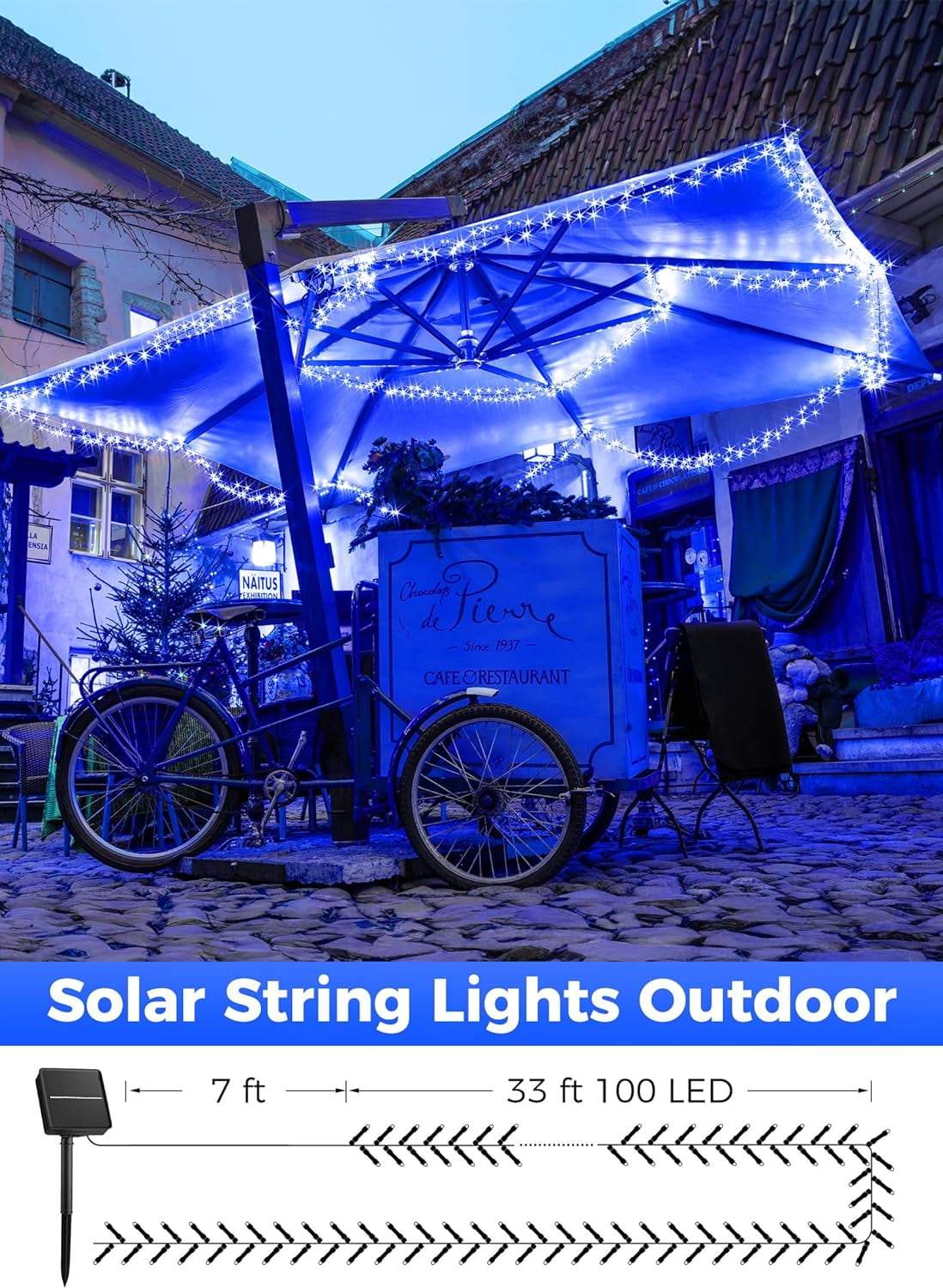 TRA-Solar String Lights Outdoor, 40FT 100 LED String Lights Solar ...