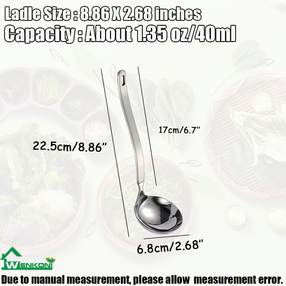 TRA-Soup Ladles, SUS 304 Stainless Steel Medium Ladles for Serving,8.86 x 2.68 inches,Dishwasher ...