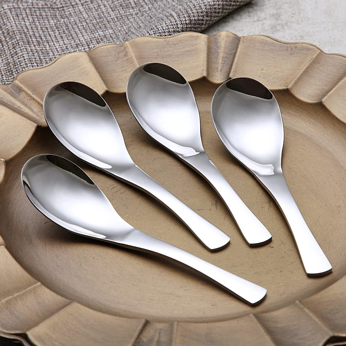 TRA-Soup Spoons 4 Pieces, Stainless Steel Thick Heavy Weight Table ...