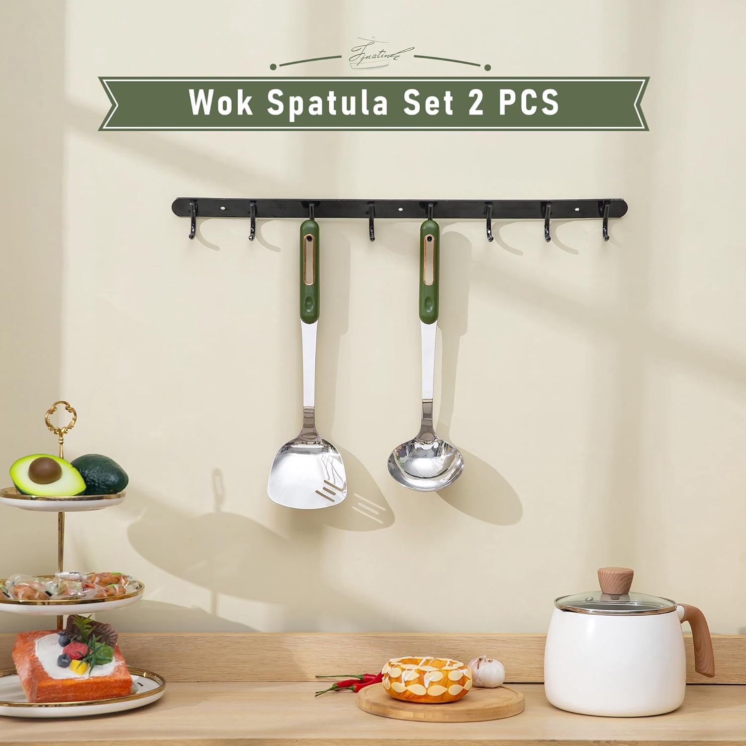 TRA-Spatula and Ladle Set - 2 Wok Tools - Universal Ladle and Spatula ...