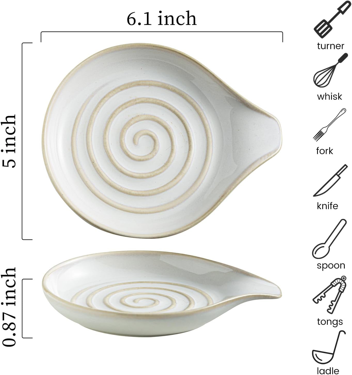 TRA-Spoon Rest for Stove Top, Ceramic Spoon Holder Large Spault Rest ...