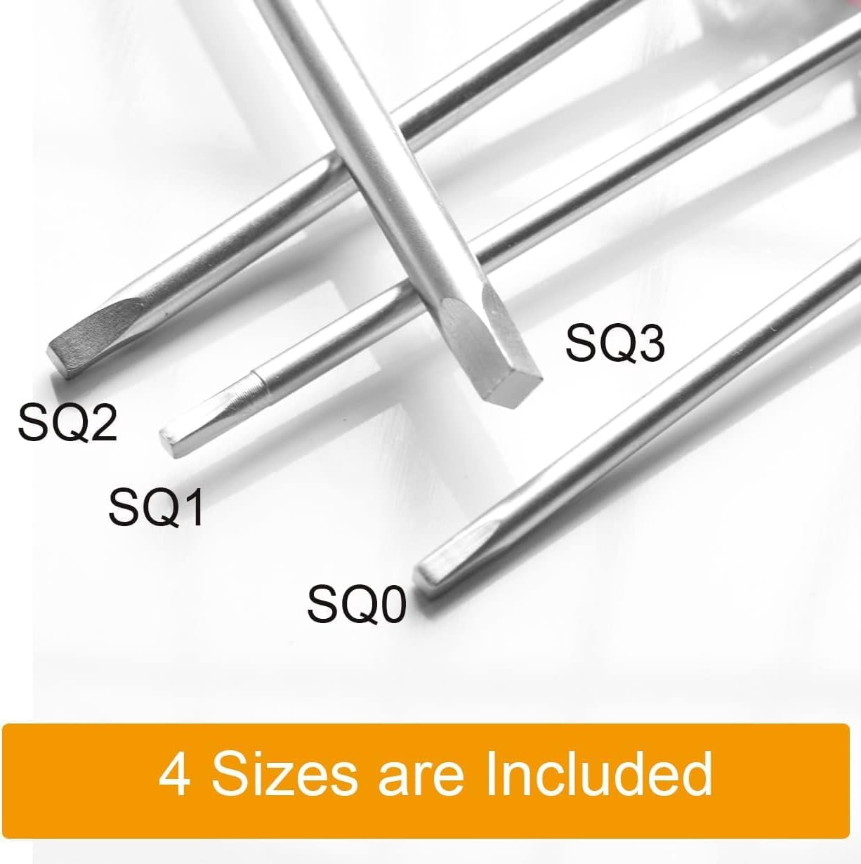 TRA-Square Head Screwdriver Set 4 Sizes SQ0 SQ1 SQ2 SQ3 Square ...