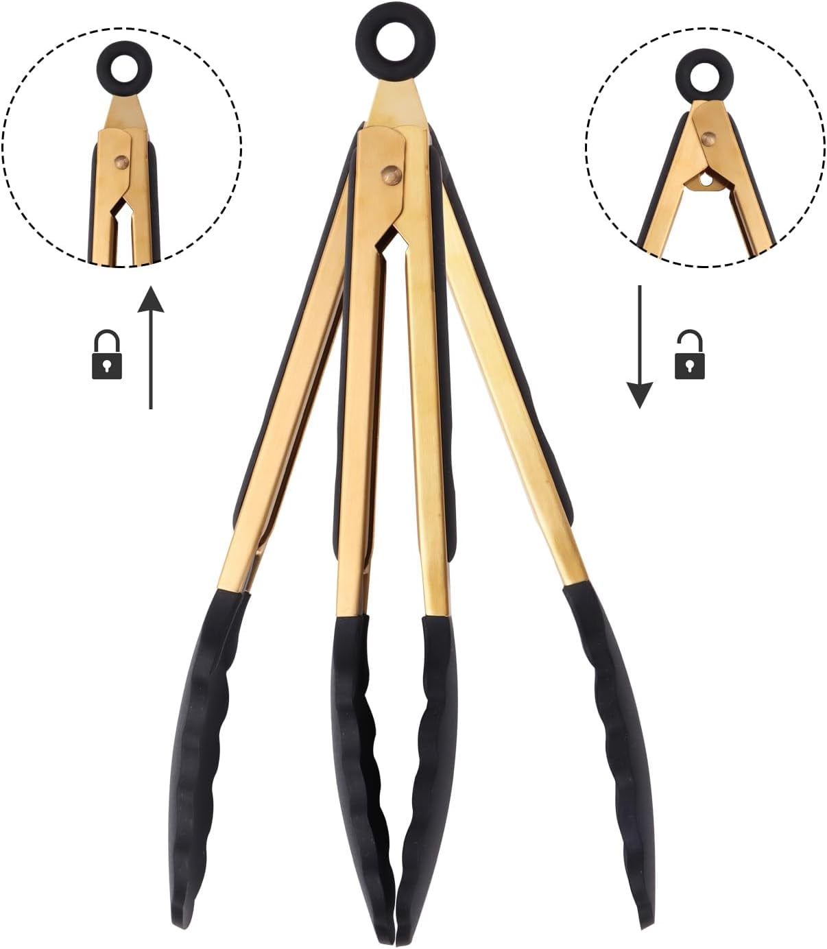 TRA-Stainless Steel Classic Kitchen Serving Food Party Gold Tongs 9 ...