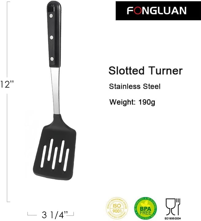 TRA-Stainless Steel Cooking Slotted Turner With Heat-resistant BPA-free ...