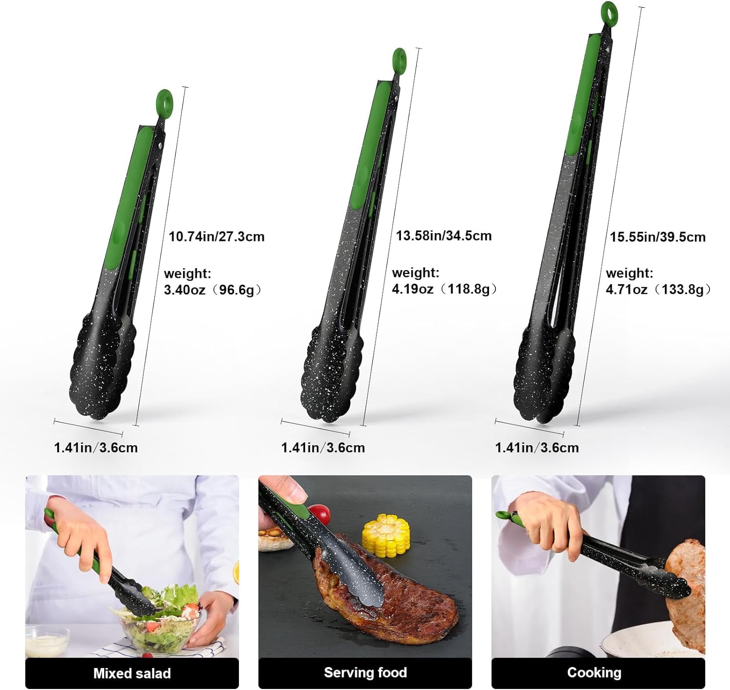 TRA-Stainless Steel Cooking tongs 600℉ Heat Resistant Grill Tongs ...