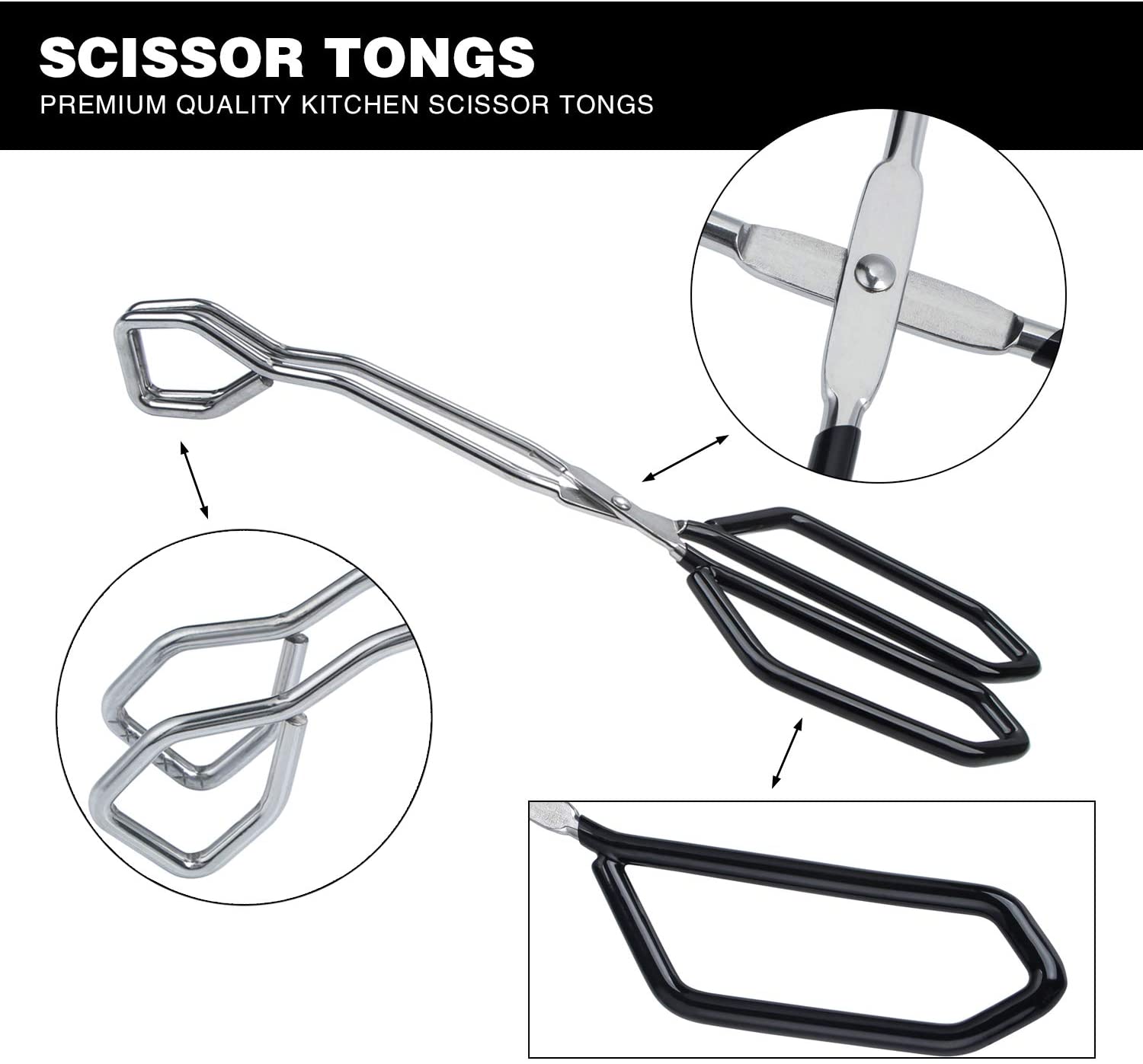 TRA-Stainless Steel Scissor Tongs Heavy Duty Cooking Tongs with Soft ...