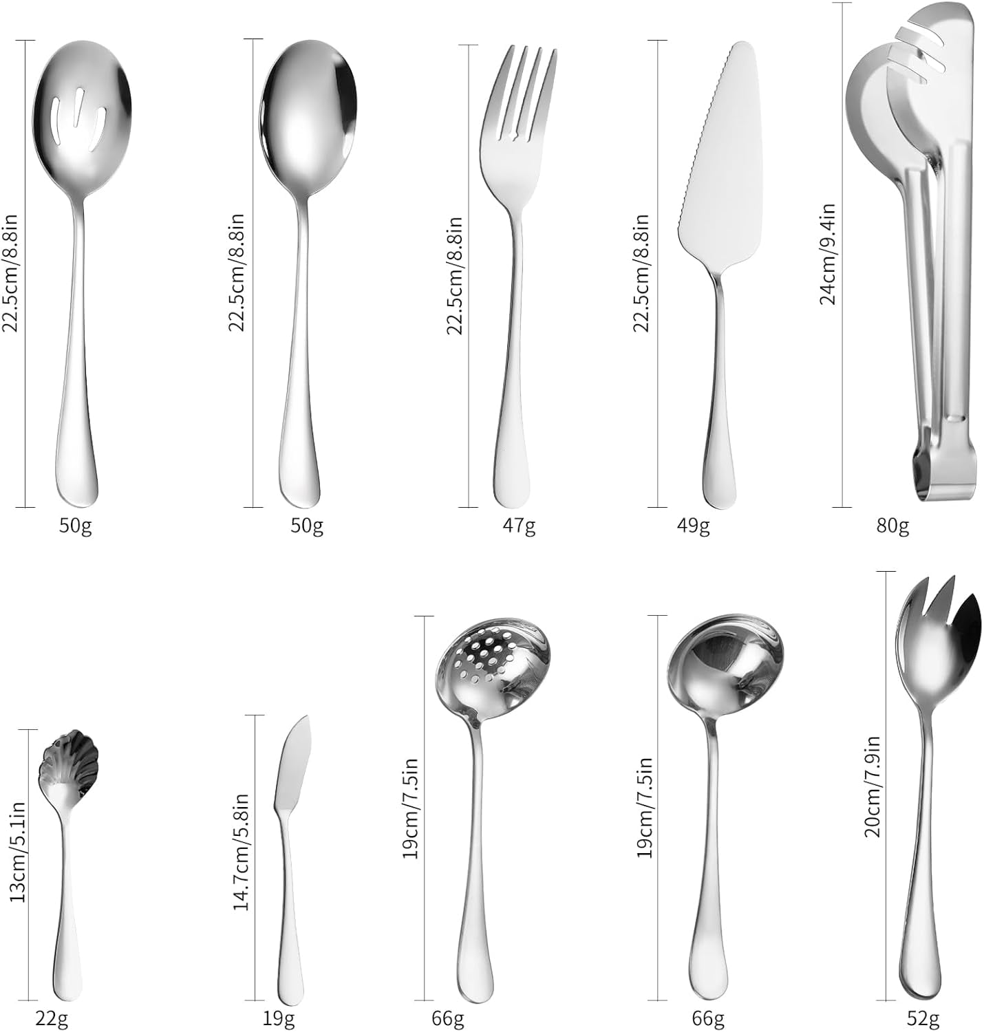 TRA-Stainless Steel Serving Utensil Set 10-Piece Buffet Flatware ...