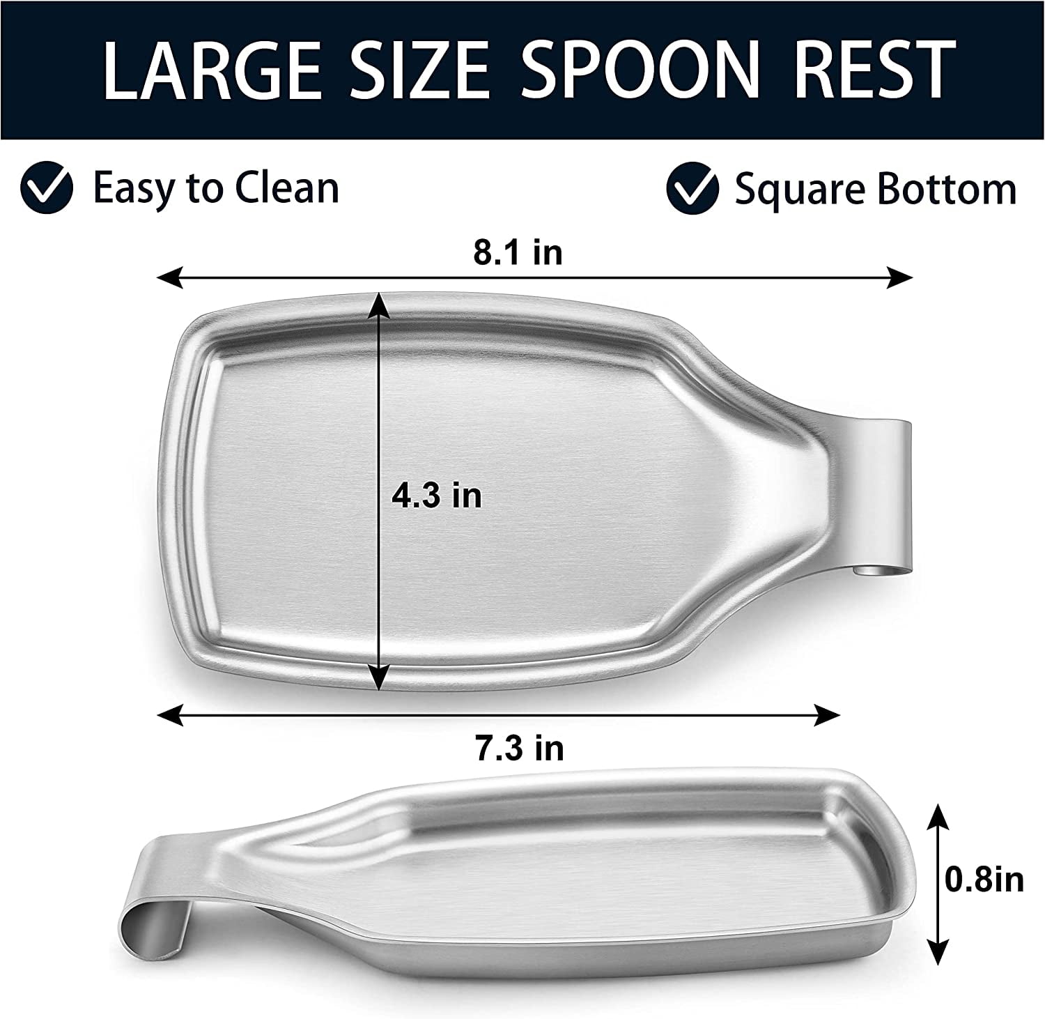 TRA-Stainless Steel Spoon Rest Set of 2 for Kitchen Stove Top, Large ...